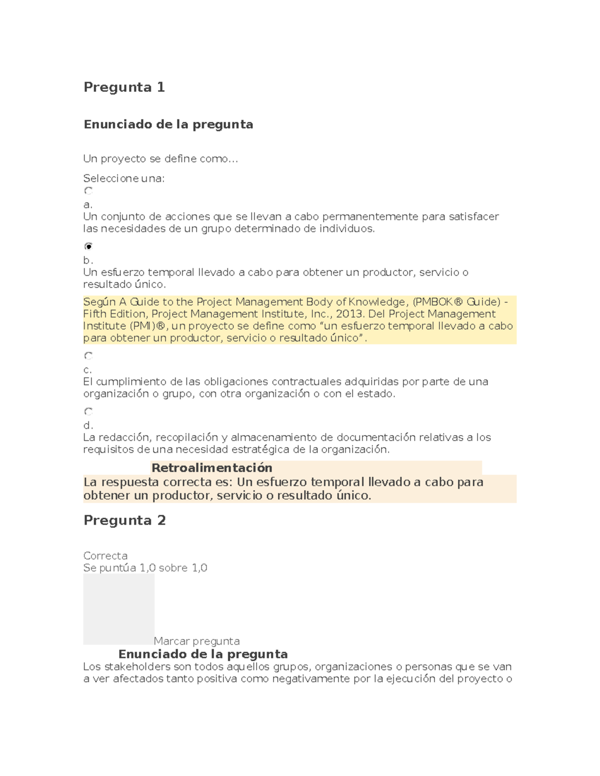 Evaluación C1 - Seguimiento de Proyectos: Preguntas y Respuestas - Studocu