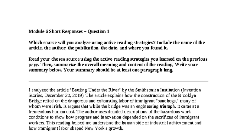 HIS 200 Module 6 Short Responses: Analyzing Historical Events - Studocu
