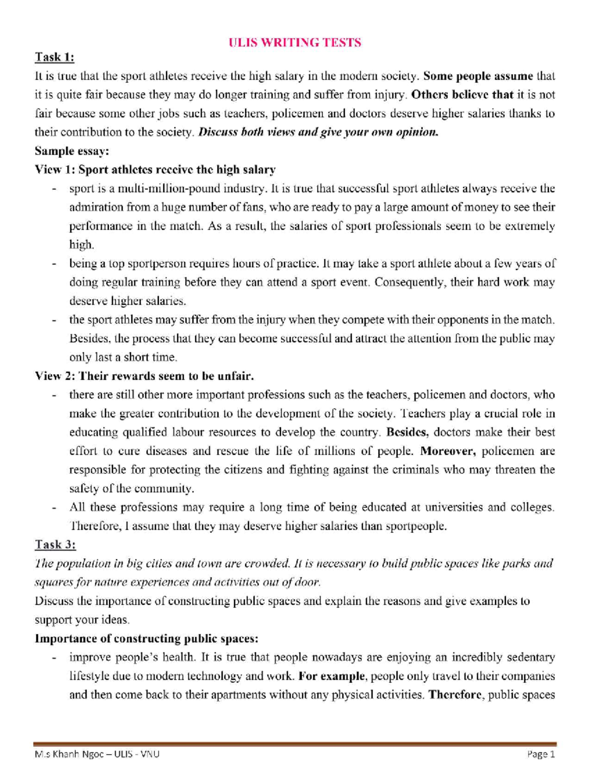 ULIS WRITING TESTS: Analyzing Salary Disparities in Sports and ...