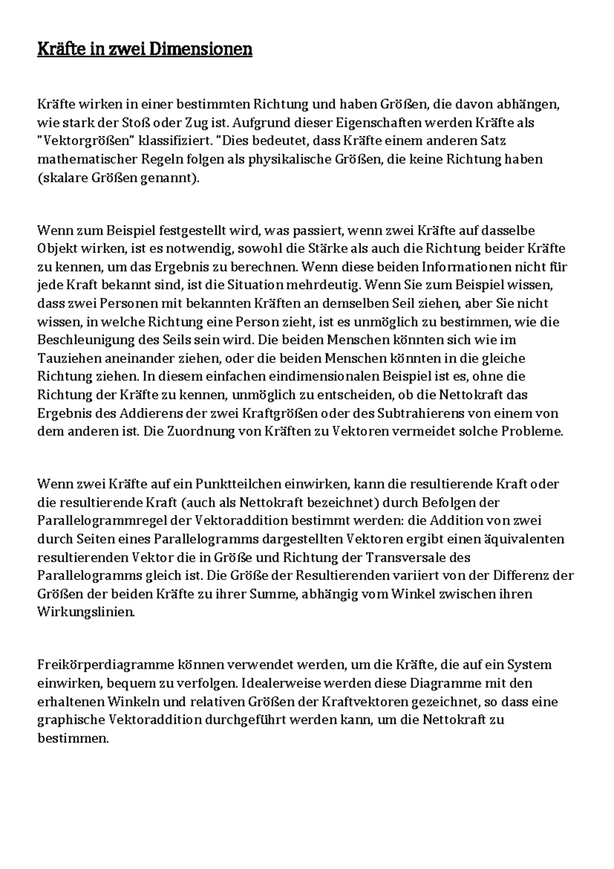 Kräfte in zwei Dimensionen - Kräfte in zwei Dimensionen Kräfte wirken ...