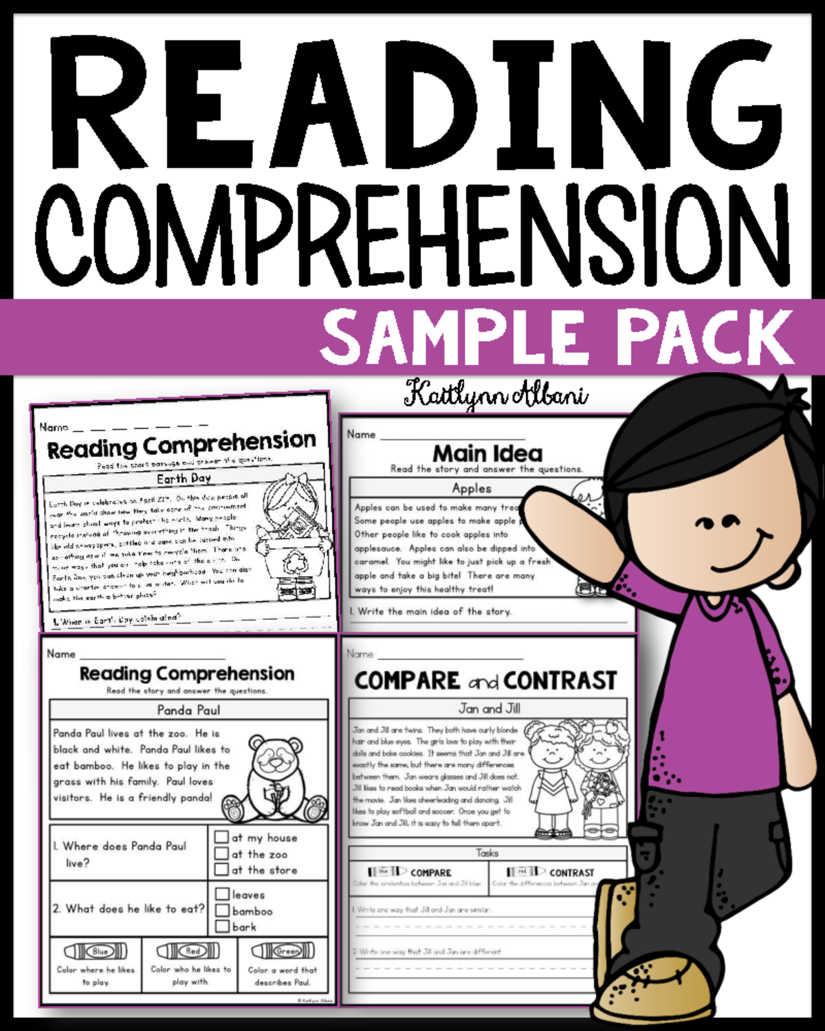 Free Reading Comprehension Passages Sample Pack by Kaitlynn Albani ...