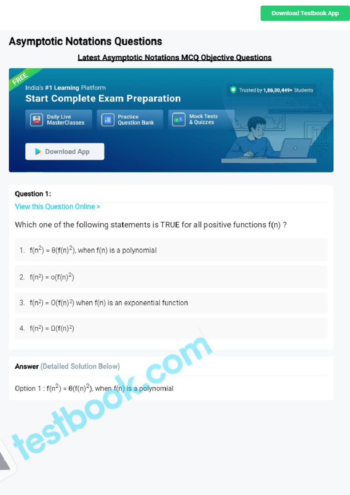 MCQ on Asymptotic Notations for CS101 Course Review - Studocu