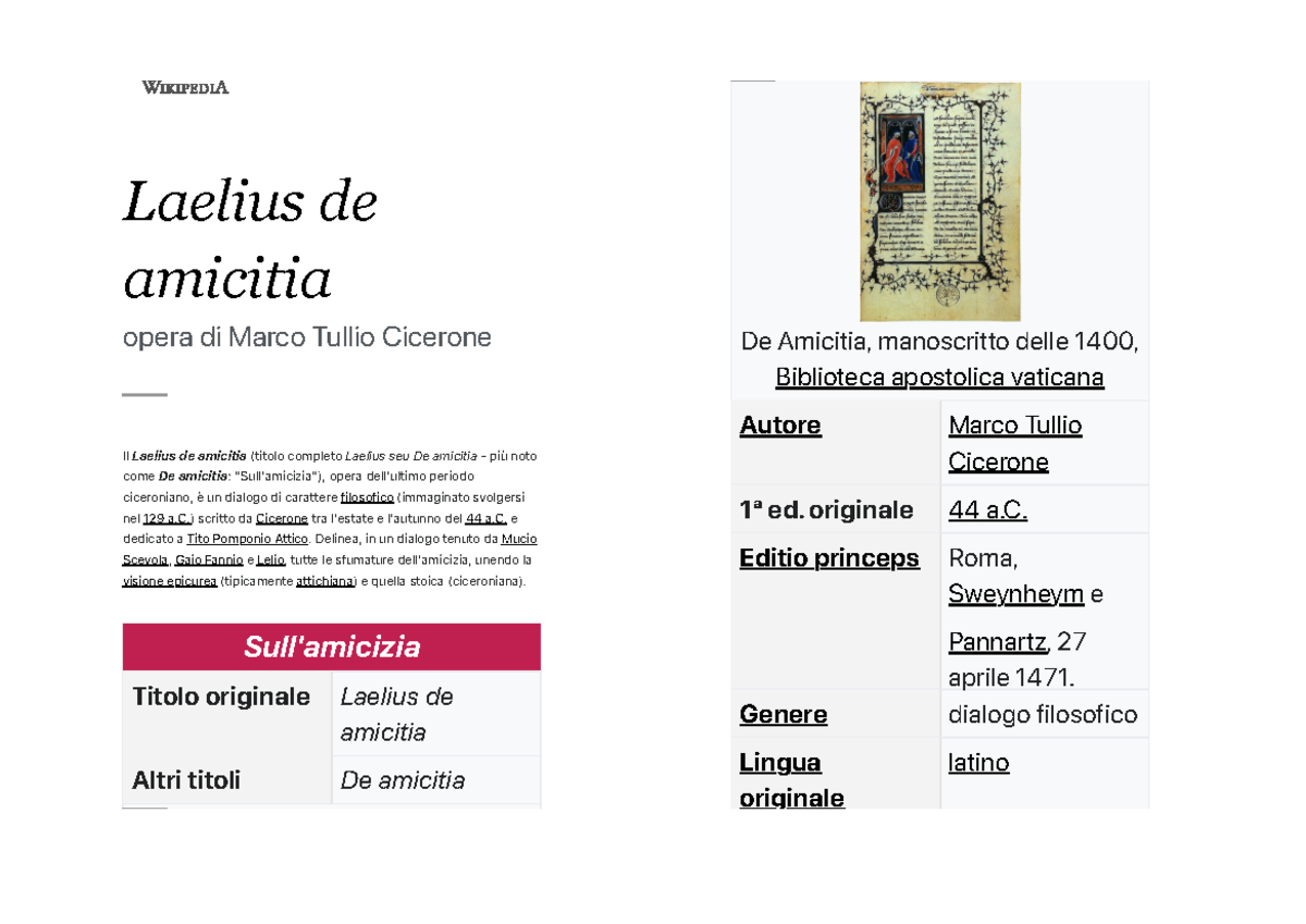 Laelius de Amicitia: Analisi e Riflessioni sull'Amicizia di Cicerone ...