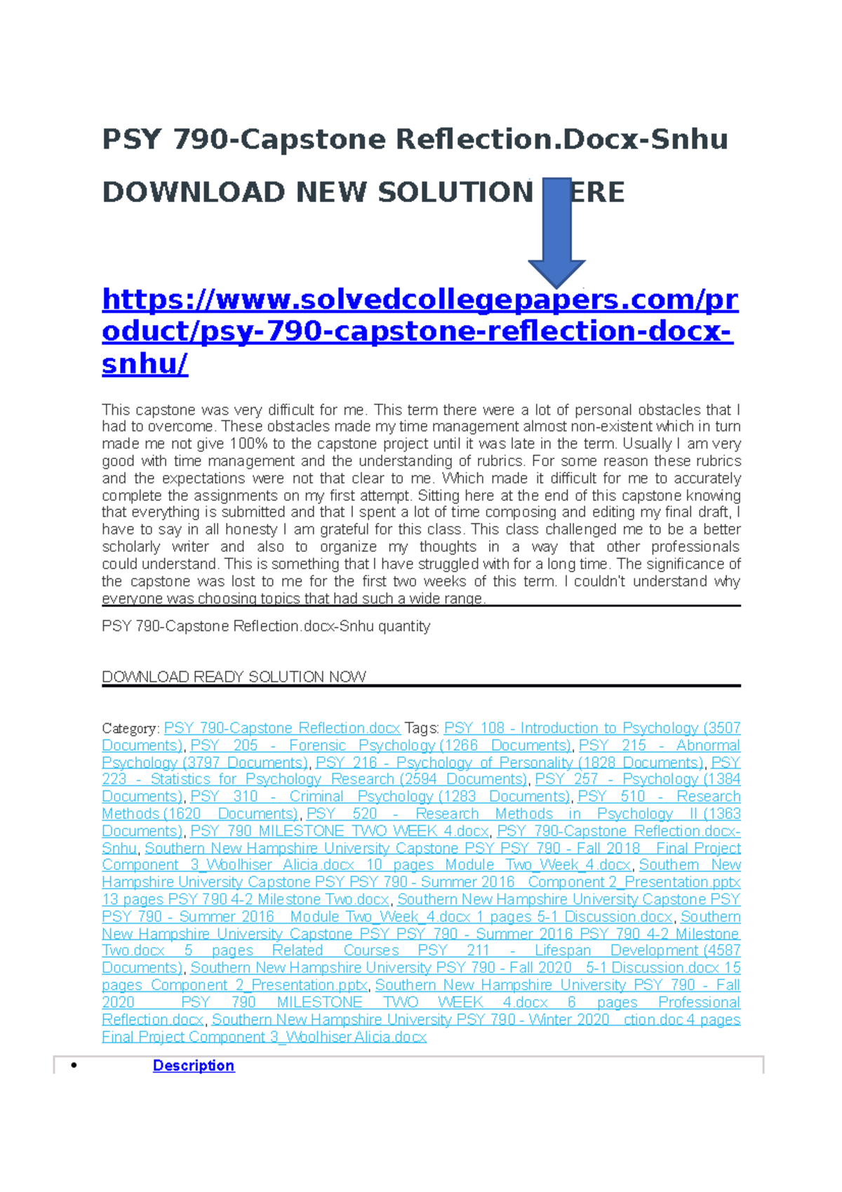 PSY 790-Capstone Reflection: Overcoming Challenges and Growth - Studocu