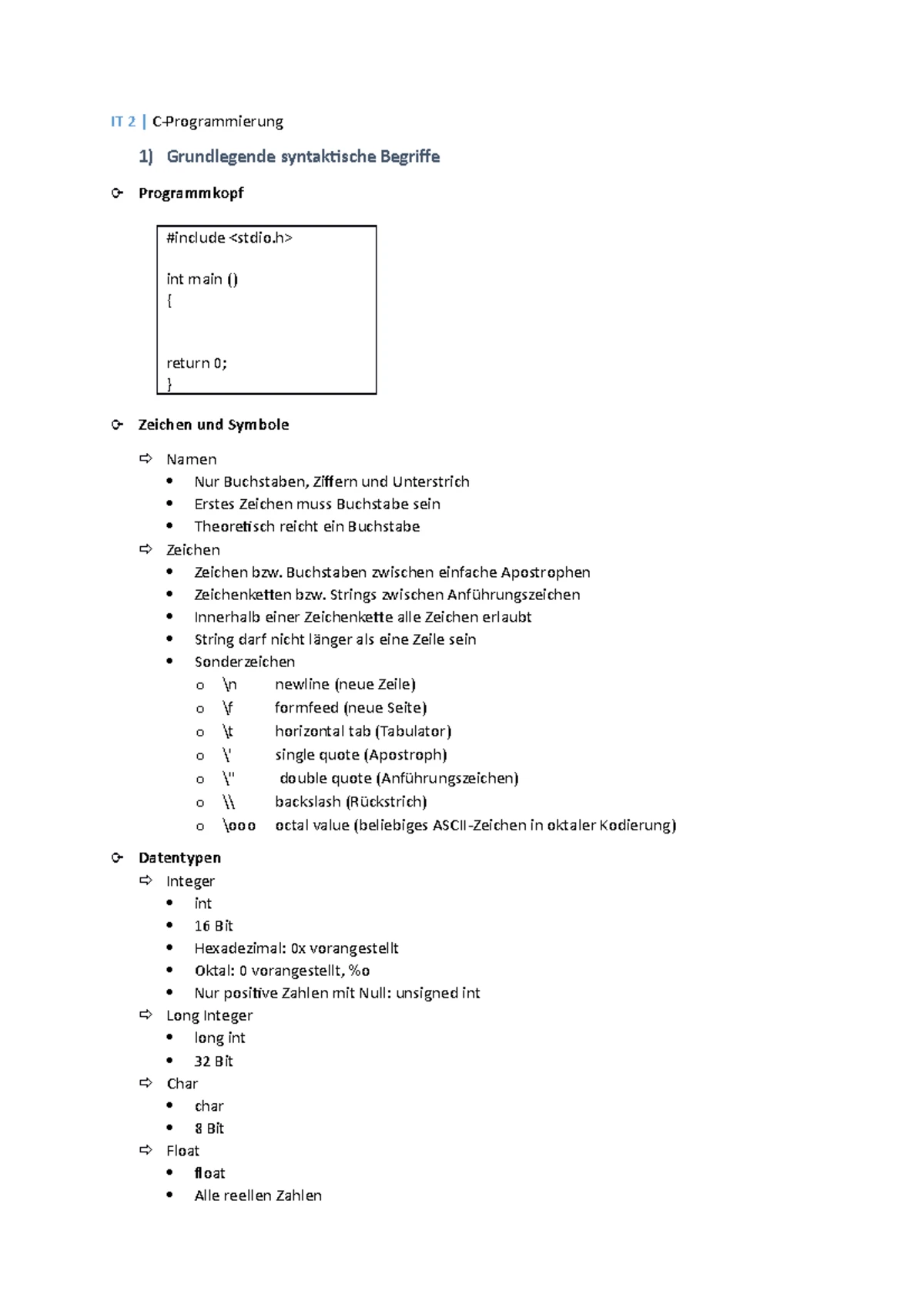 C-Programmierung Codes - Übersicht wichtiger Befehle in C Bibliotheken ...