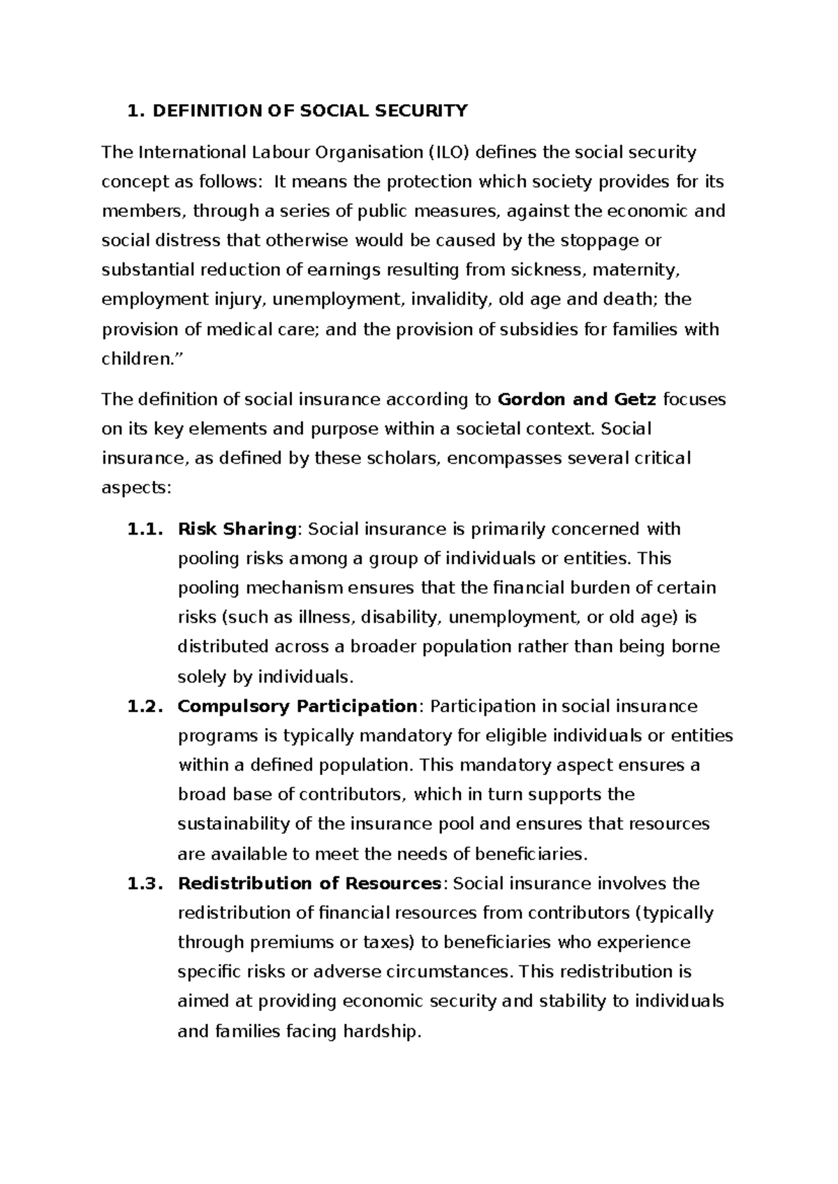 SSL37W1 Social Security Exam Notes: Key Definitions & Legal Case ...