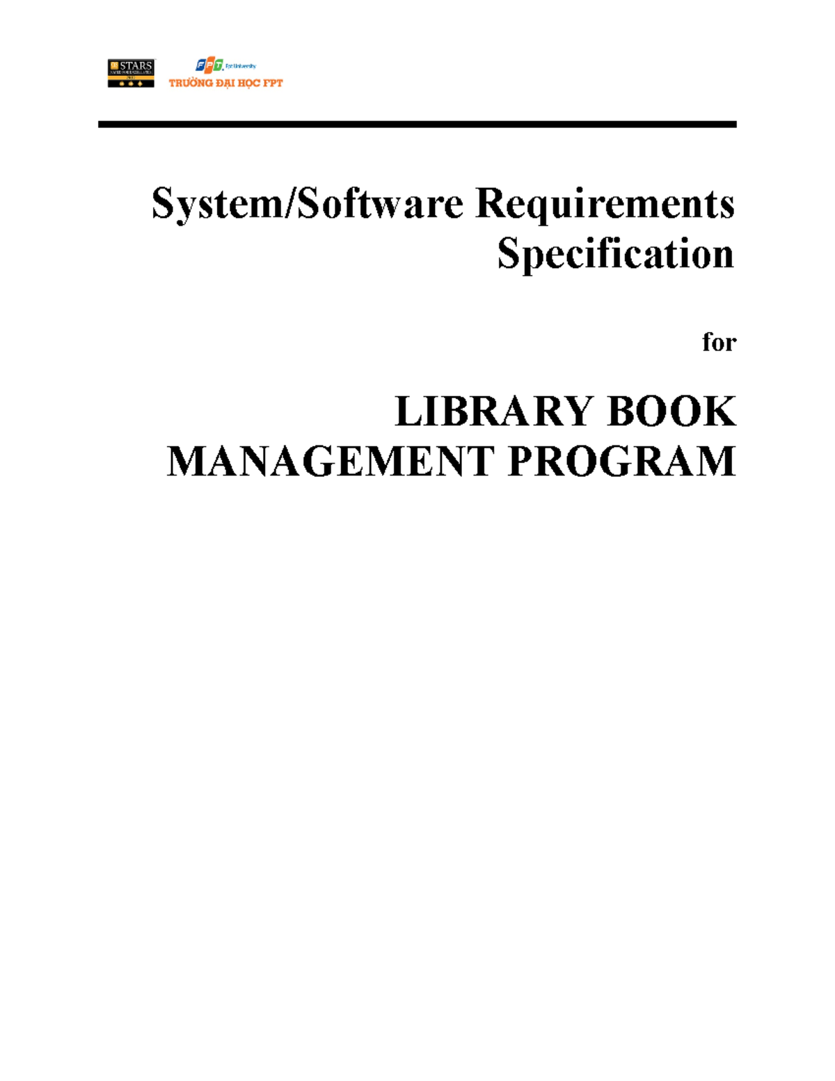 (Capstone Document) Library Management System Program - System/Software ...