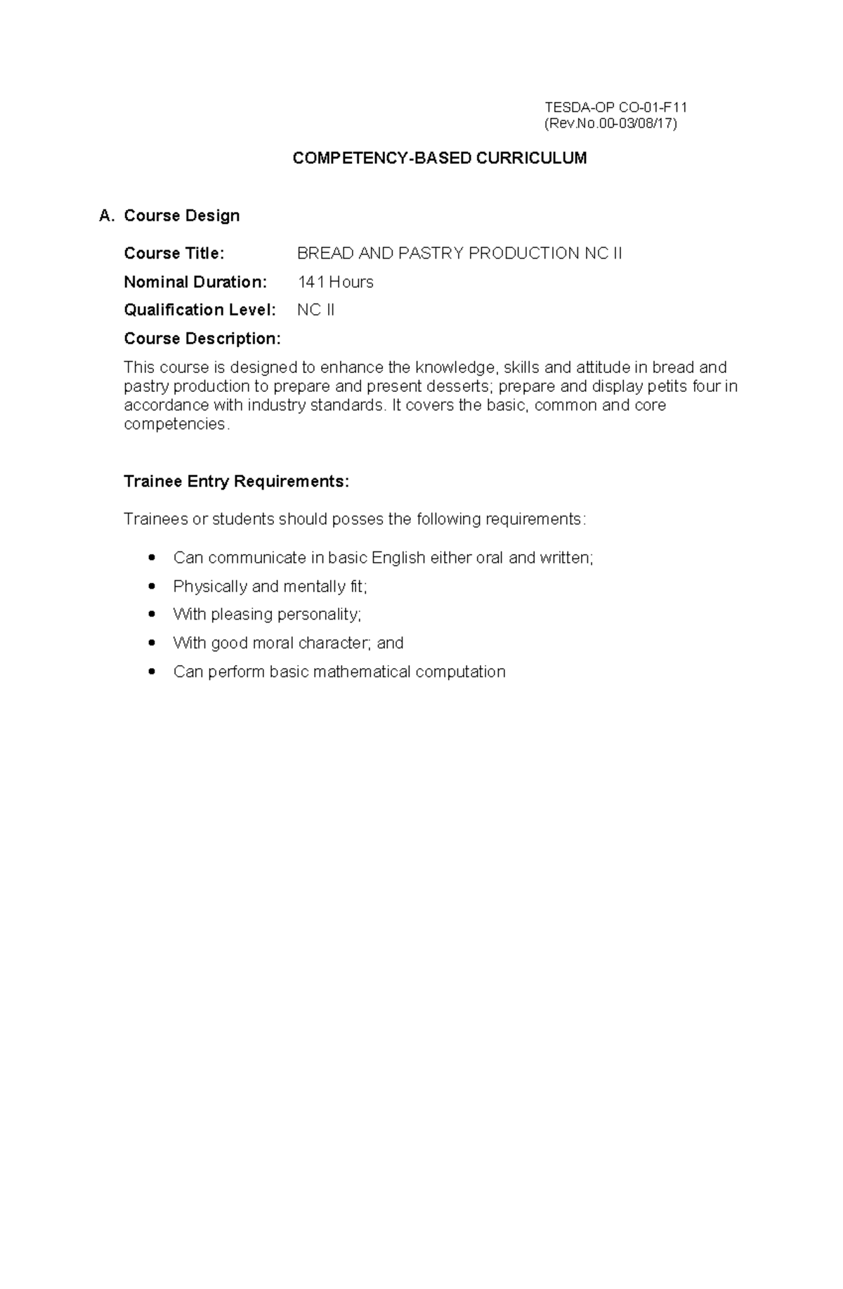 BREAD AND PASTRY PRODUCTION NC II - COURSE NOTES - Studocu
