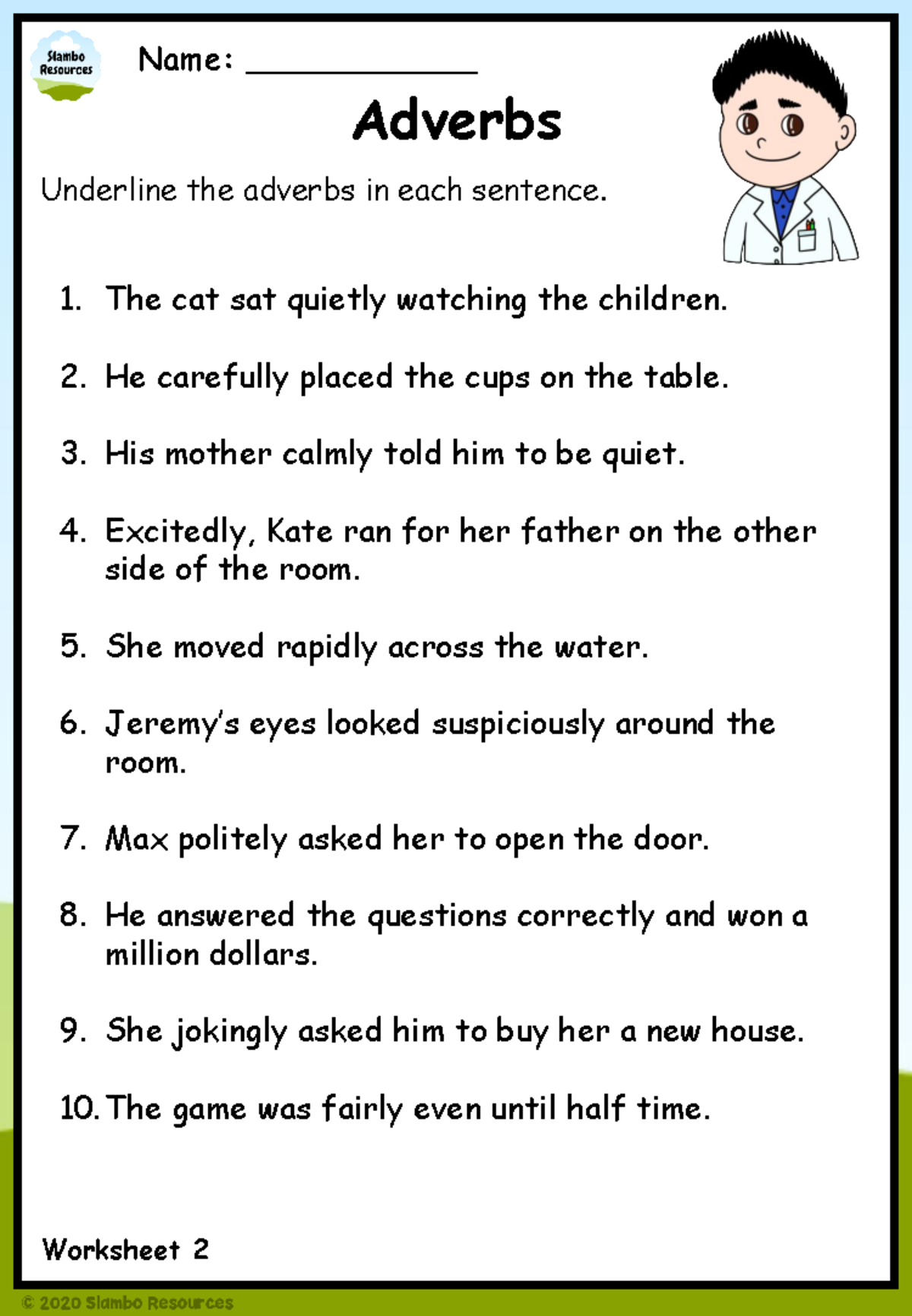Adverb 1 - Practice Exercise Worksheet for Language Skills - Studocu