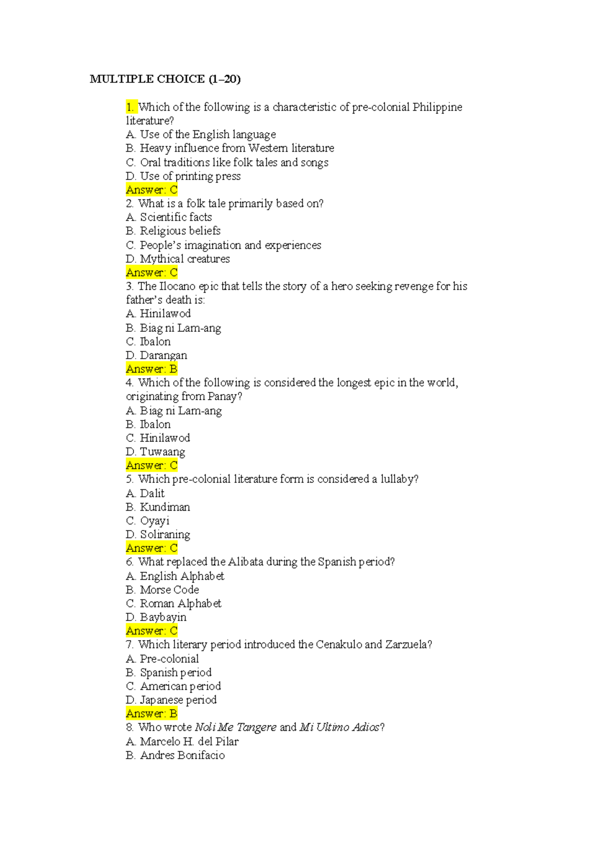 QUIZ - 21ST Century Literature Insights - Studocu