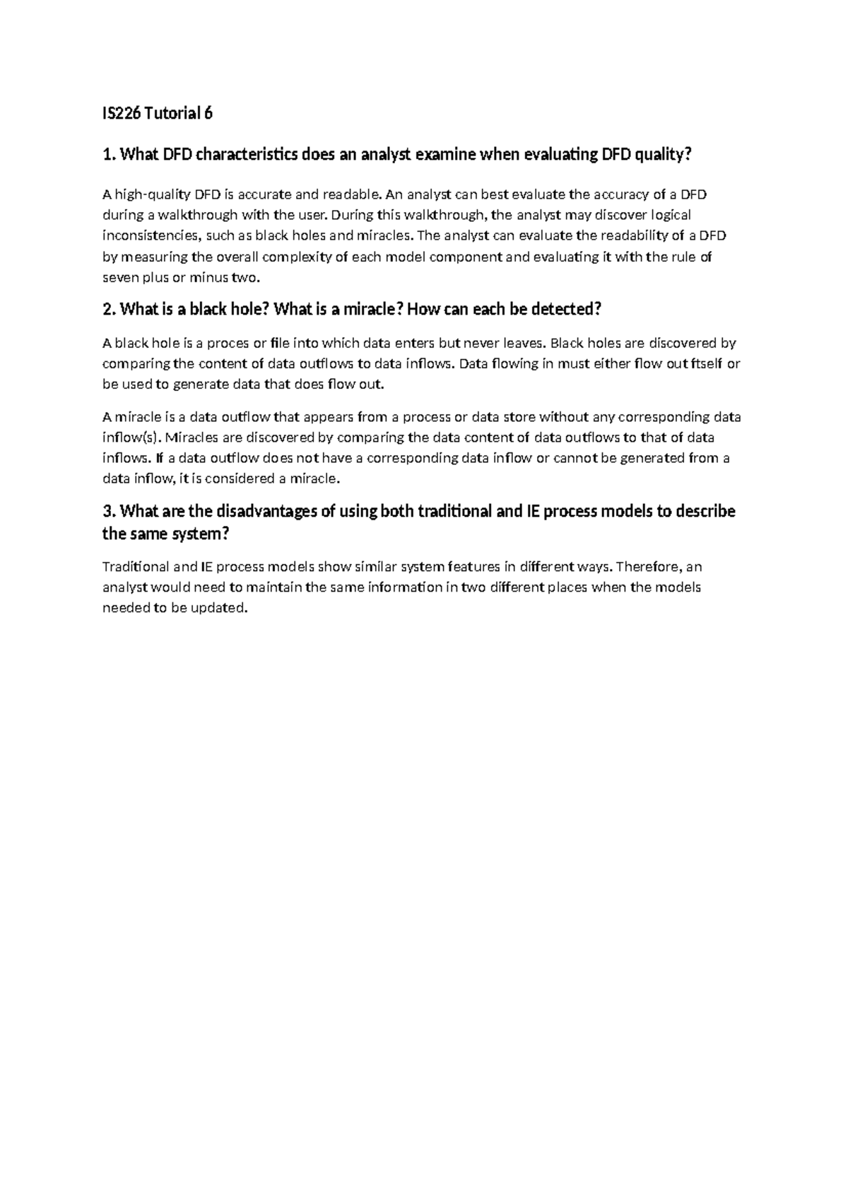 IS226 Tutorial 6: Evaluating DFD Quality and Characteristics - Studocu