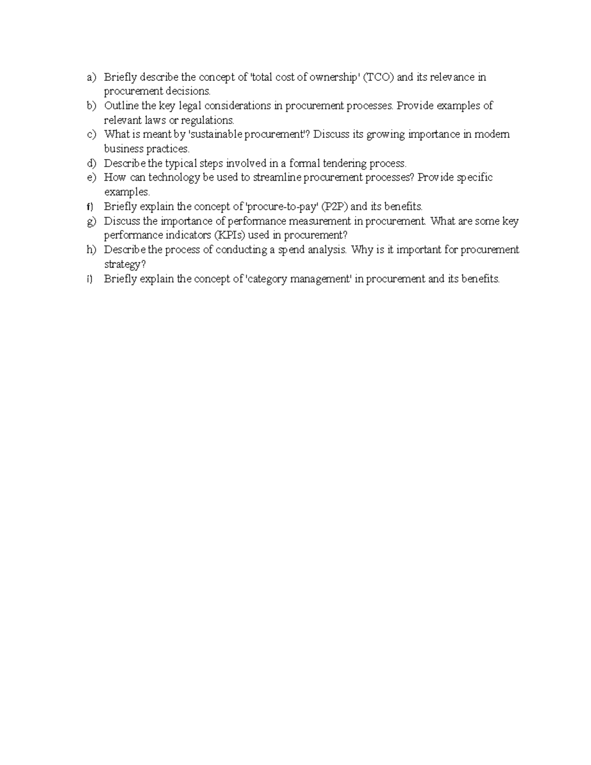 Assignment 2: Principles of Procurement and Key Concepts - Studocu