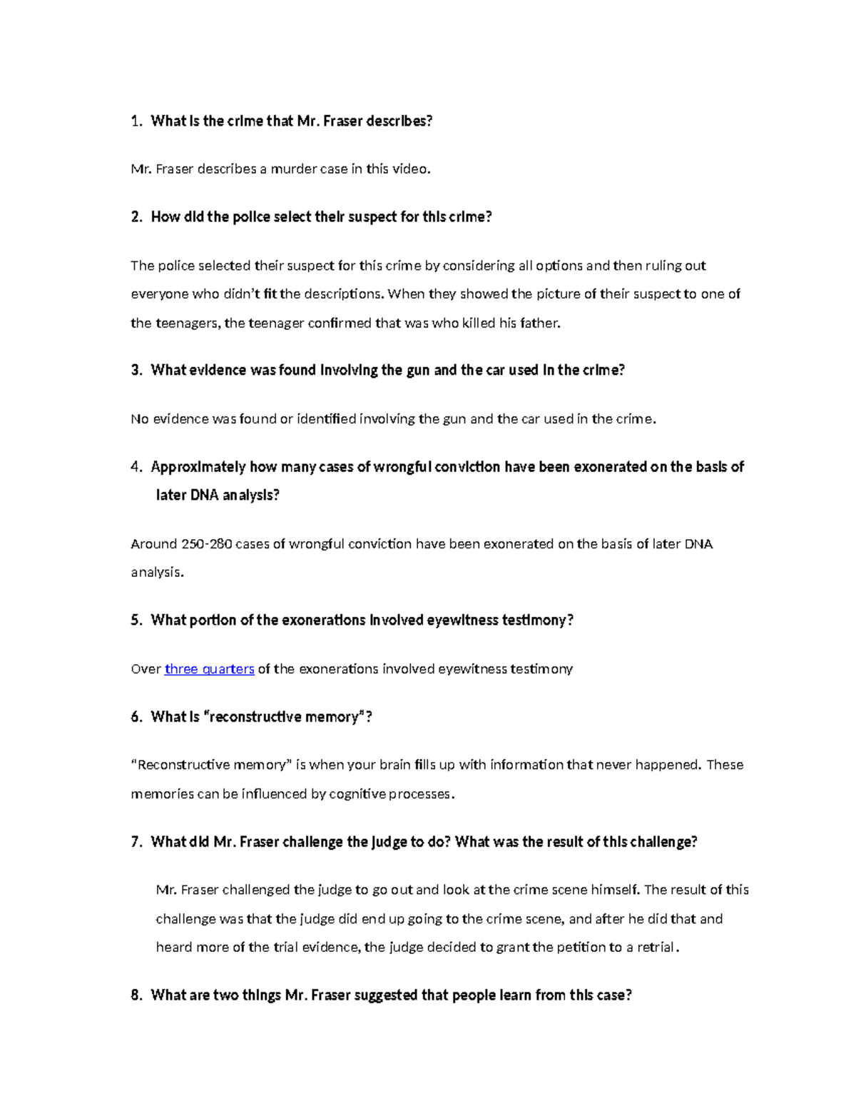 FOR 101 UNIT 1 LAB: Understanding Eyewitness Testimony & Memory - Studocu