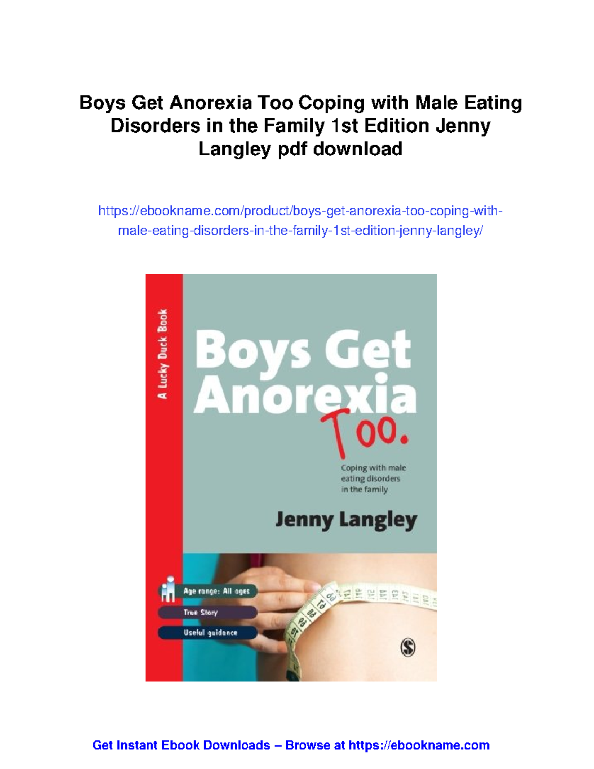 Boys and Anorexia: Understanding Male Eating Disorders in Families ...