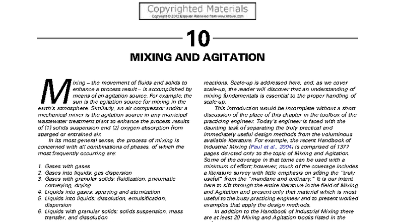 Mixing and Agitation Fundamentals - CHEM 101 Lecture Notes - Studocu