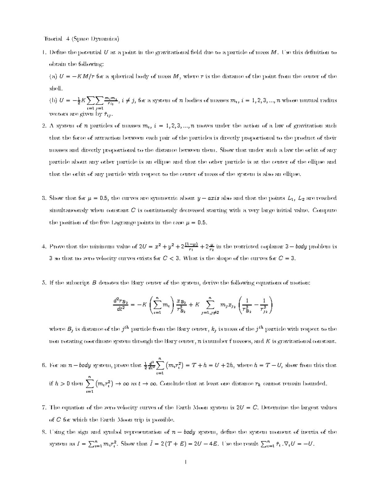 Tut-4: Gravitational Potential & N-Body Dynamics Tutorial - Studocu