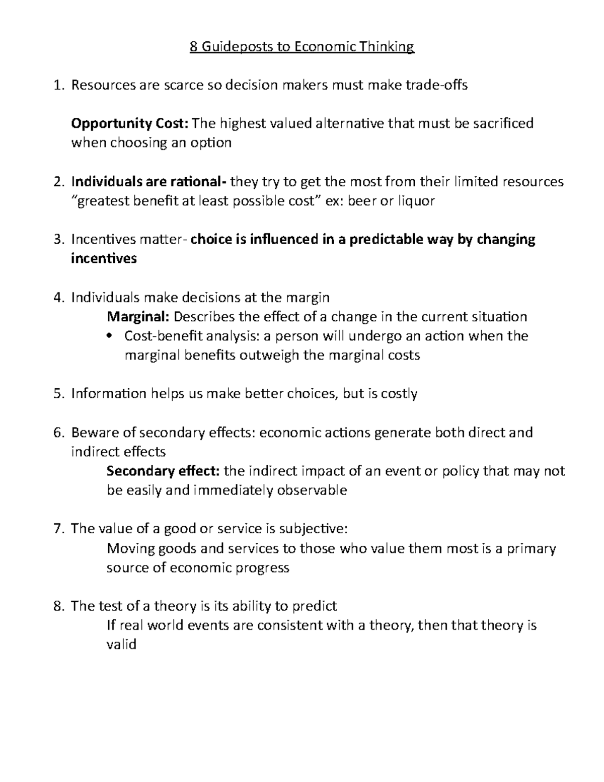 Economic Thinking Guideposts: 8 Key Principles Explained - Studocu