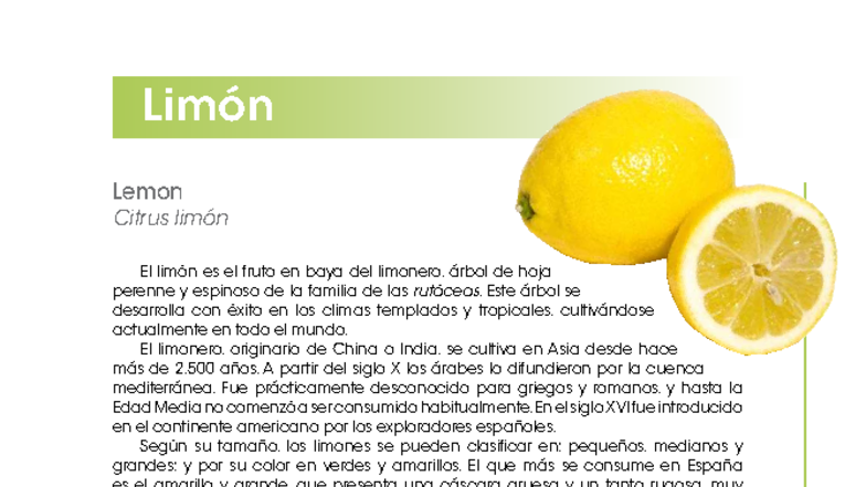 Limon: Nutritional Benefits and History (FEN) - Studocu