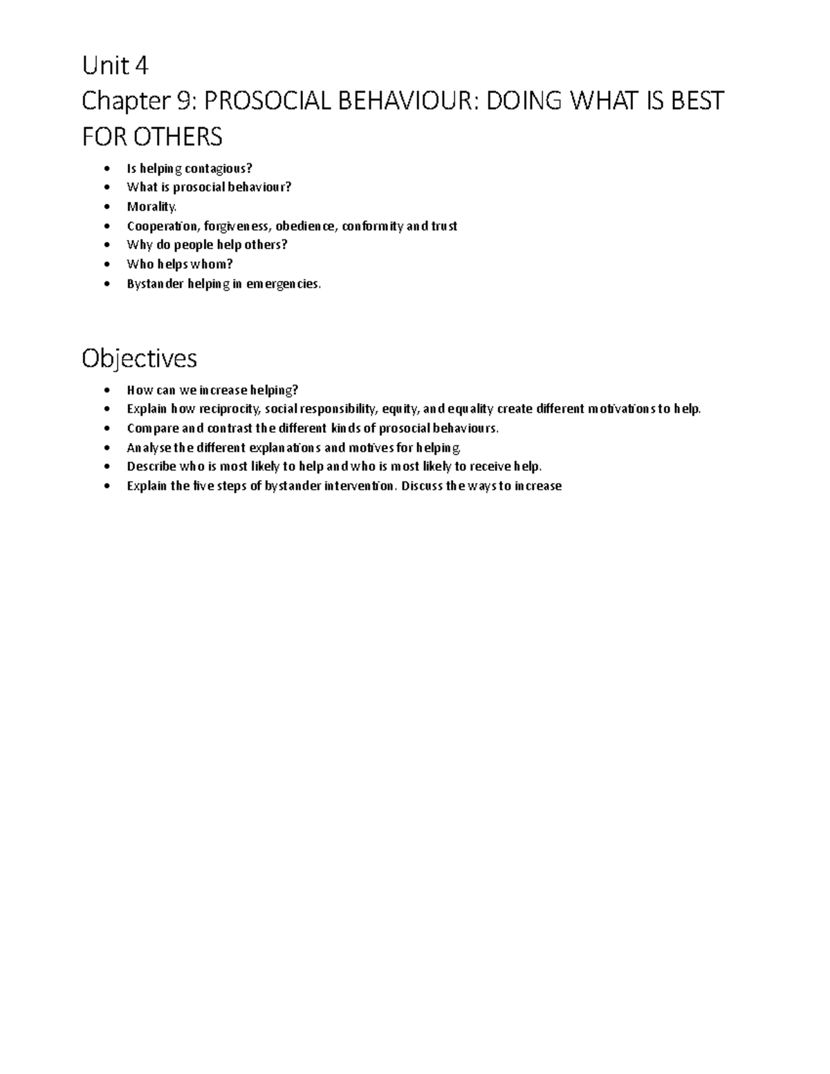 Unit 4 PSY 101: Prosocial Behaviour and Its Impact on Society - Studocu