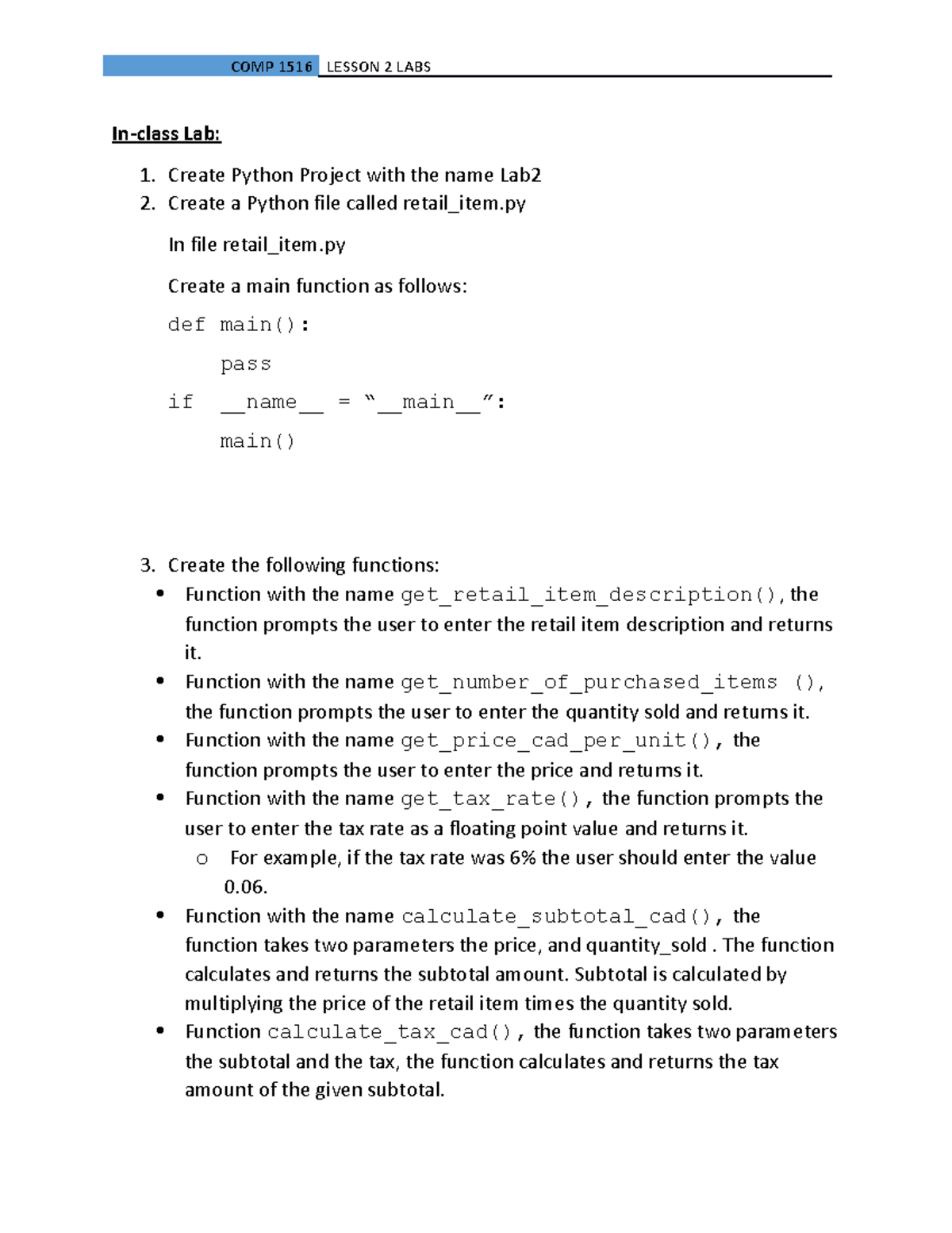 Lab2 - COMP1516 lab2 2023 - In-class Lab: 1. Create Python Project with ...