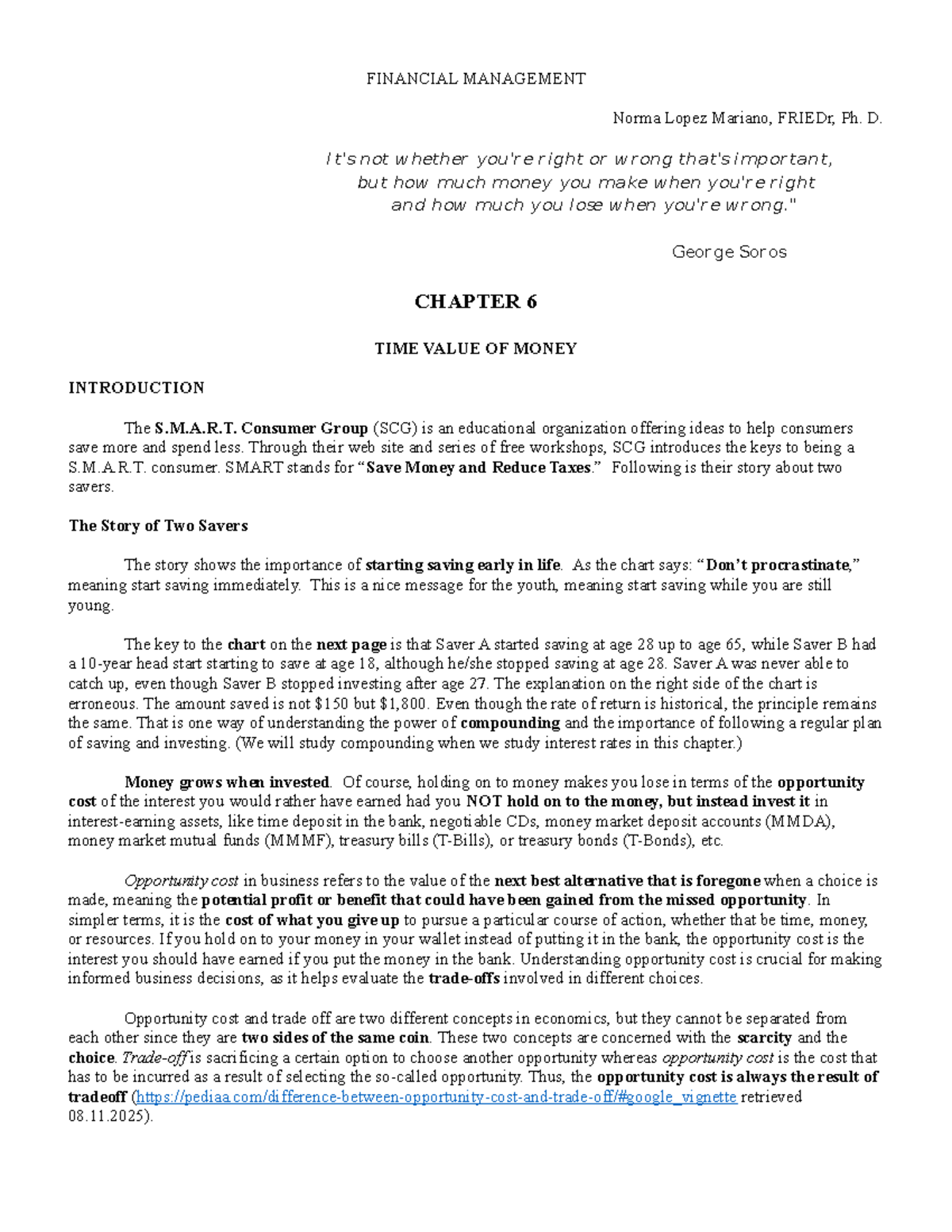 FINANCIAL MANAGEMENT (FIN 101) CHAPTER 6: TIME VALUE OF MONEY - Studocu
