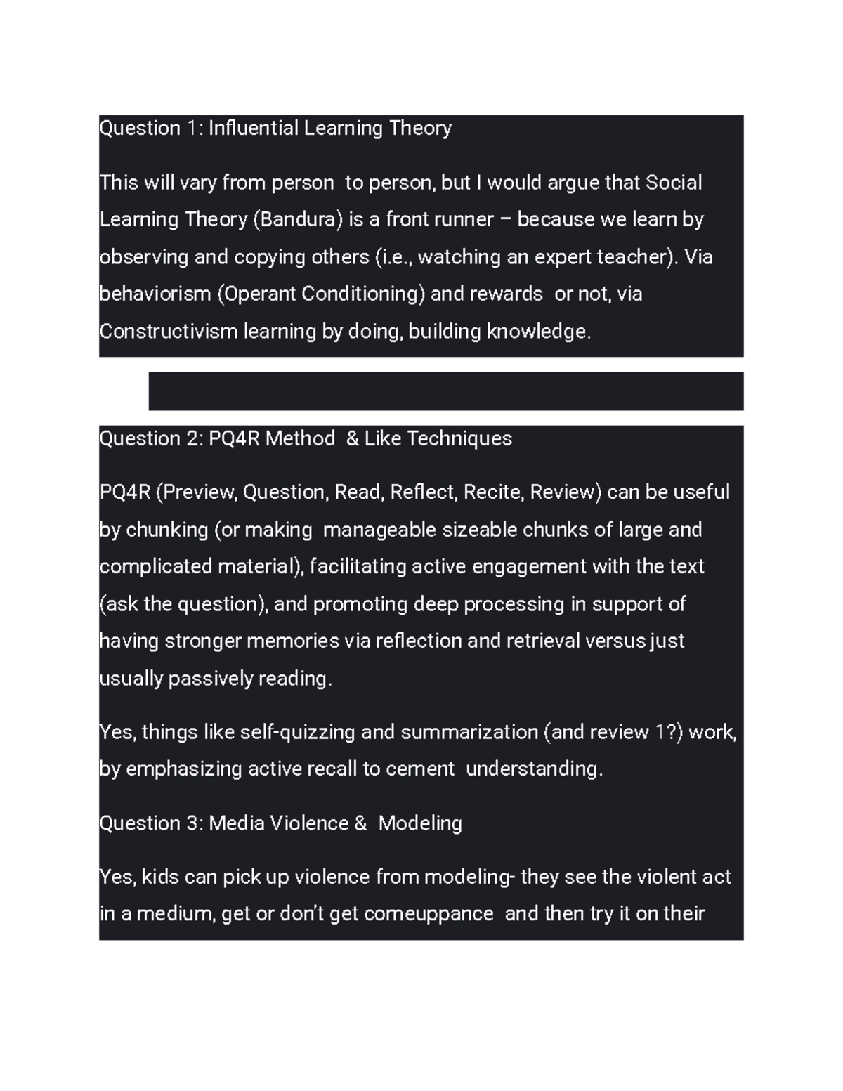 Critical Thinking Questions on Learning Theories and Media Violence ...