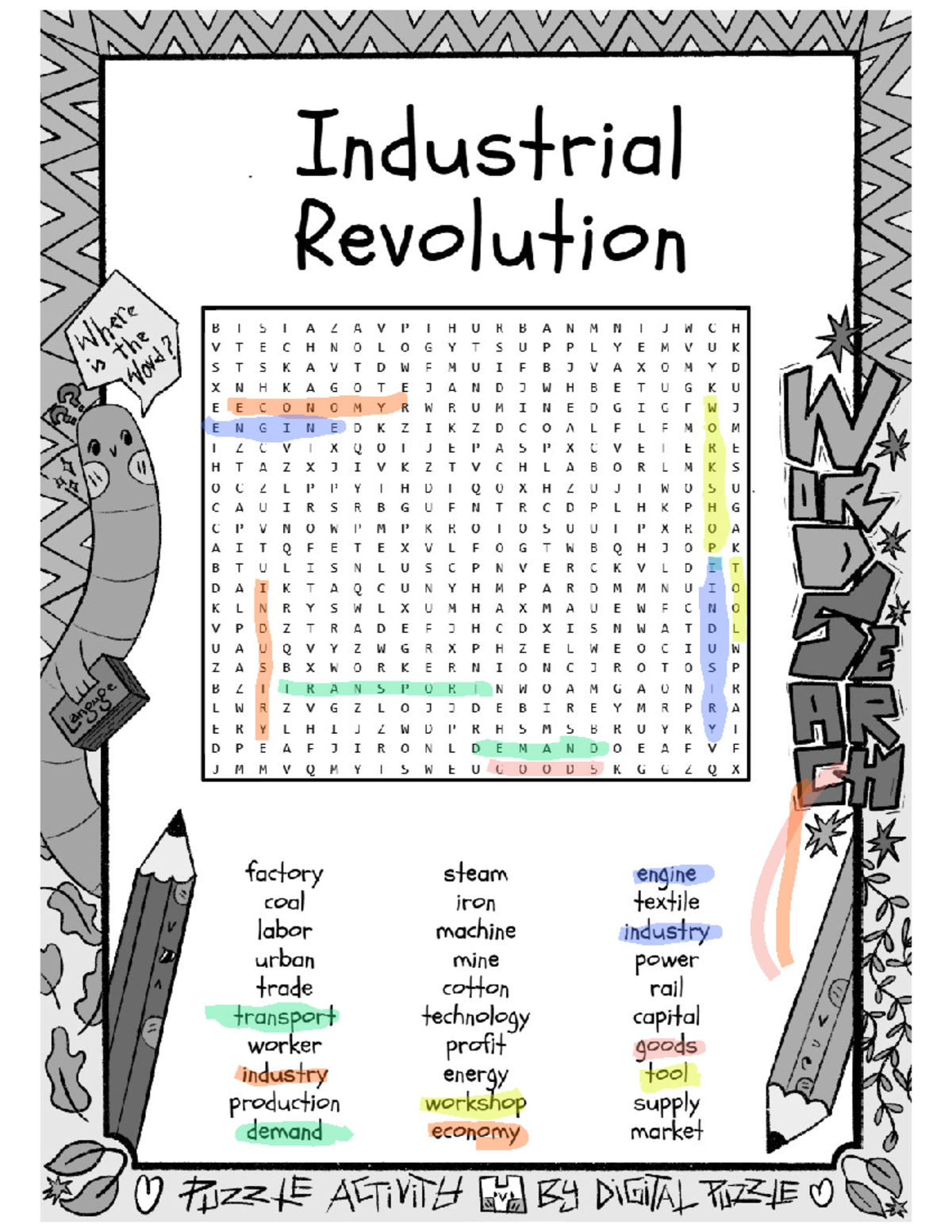 Industrial Revolution Word Search 2124M: A Fun Activity - Studocu