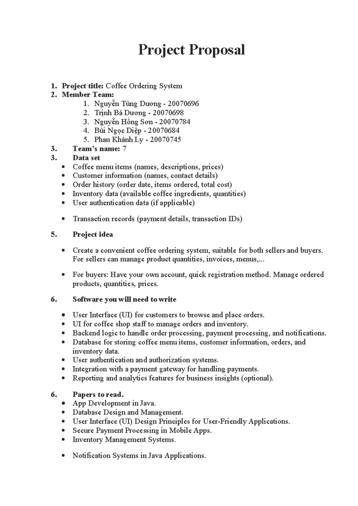 Project Proposal Group 7 - Project Proposal 1. Project title: Coffee ...