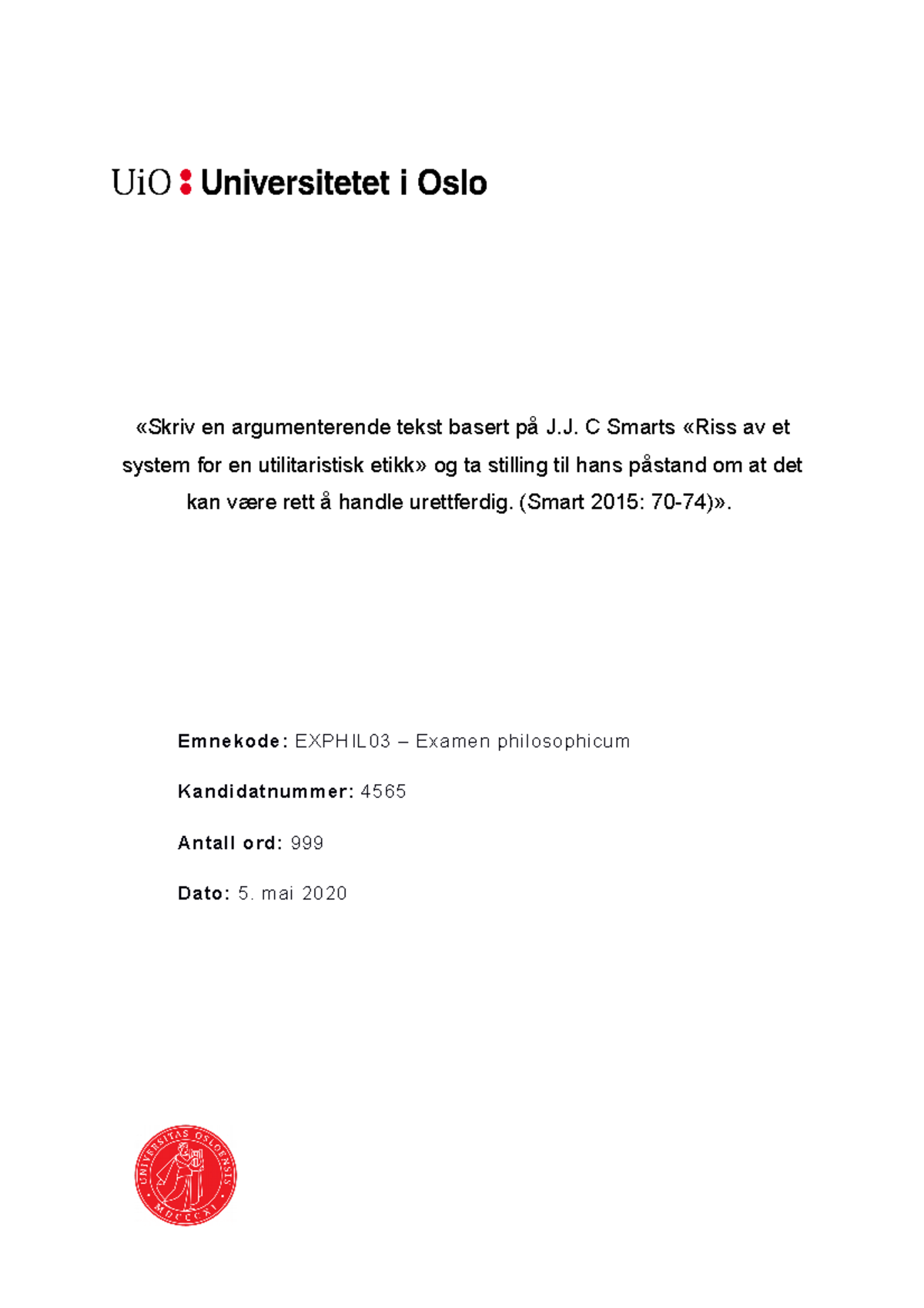 Exphil eksamen vår 2020 argumenterende tekst - «Skriv en argumenterende tekst basert på J. C ...