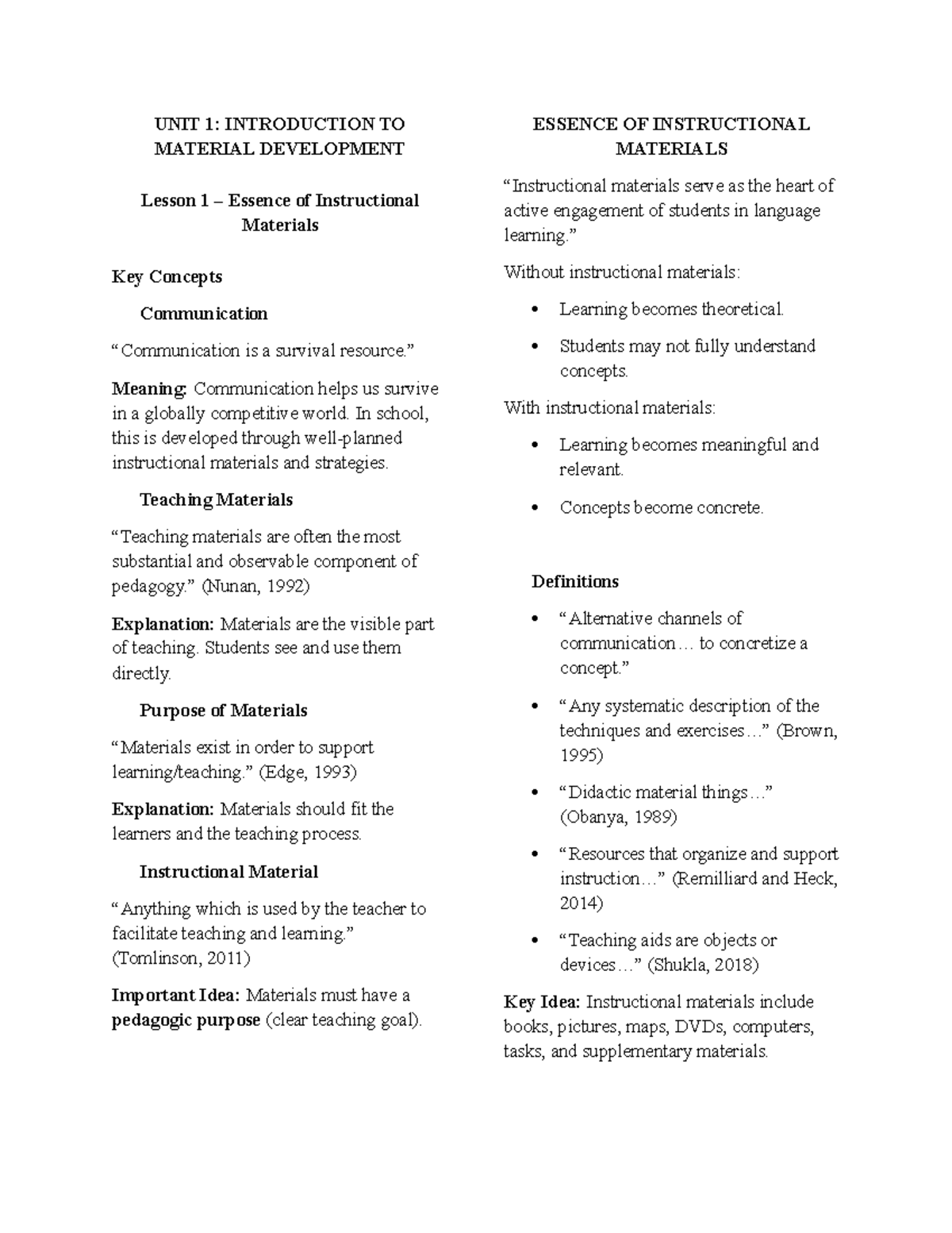 IMs-Reviewer: Unit 1 - Essence & Development of Instructional Materials ...