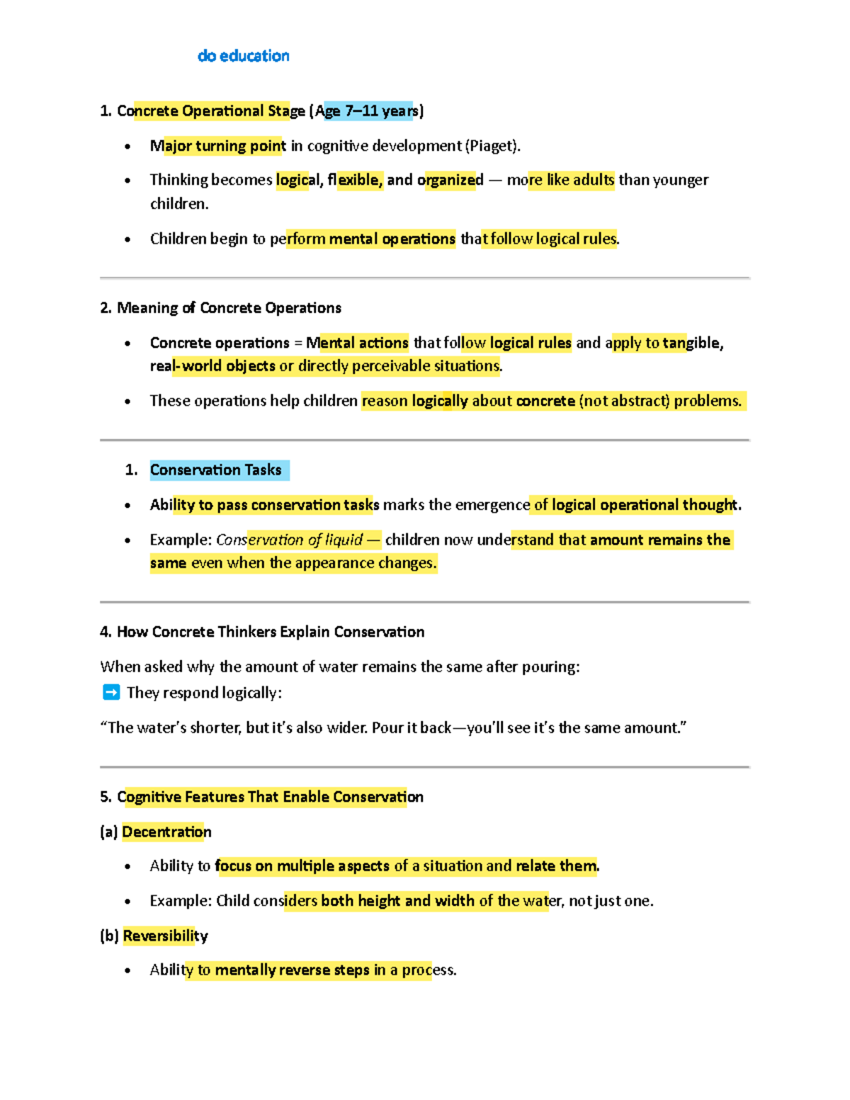 Concrete Operational Stage: Cognitive Development Insights (EDU 1 ...