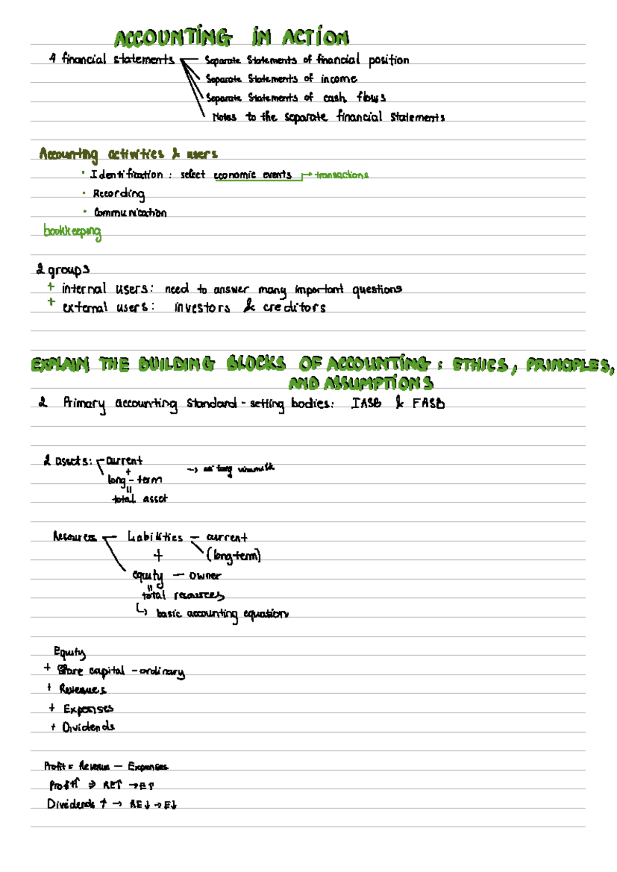 ACCOUNTING iN ACTION 4: Chapter 1 Homework on Financial Statements ...