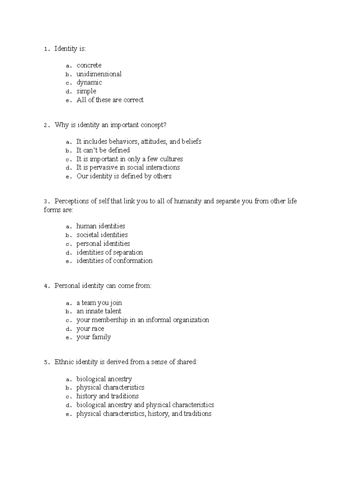 Chapter 7 - Identity Concepts Test Bank - Studocu