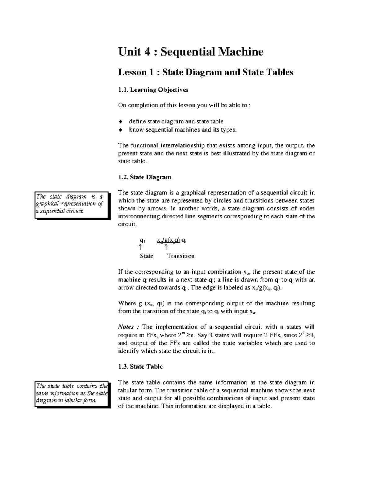 Unit-04 - Sequential Machine - Unit 4 : Sequential Machine Lesson 1 ...