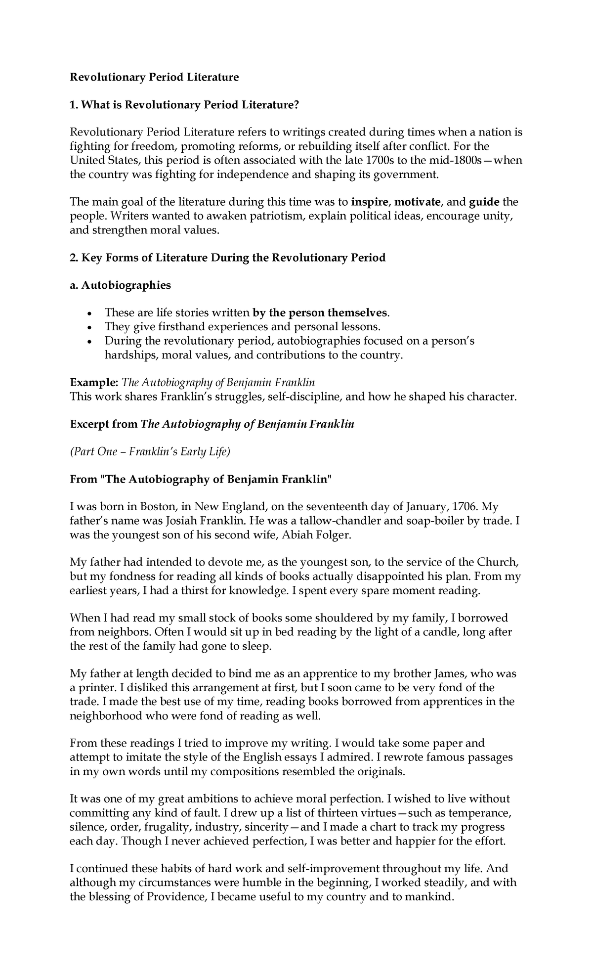 Eng Lit 215: Overview of Revolutionary Period Literature - Studocu