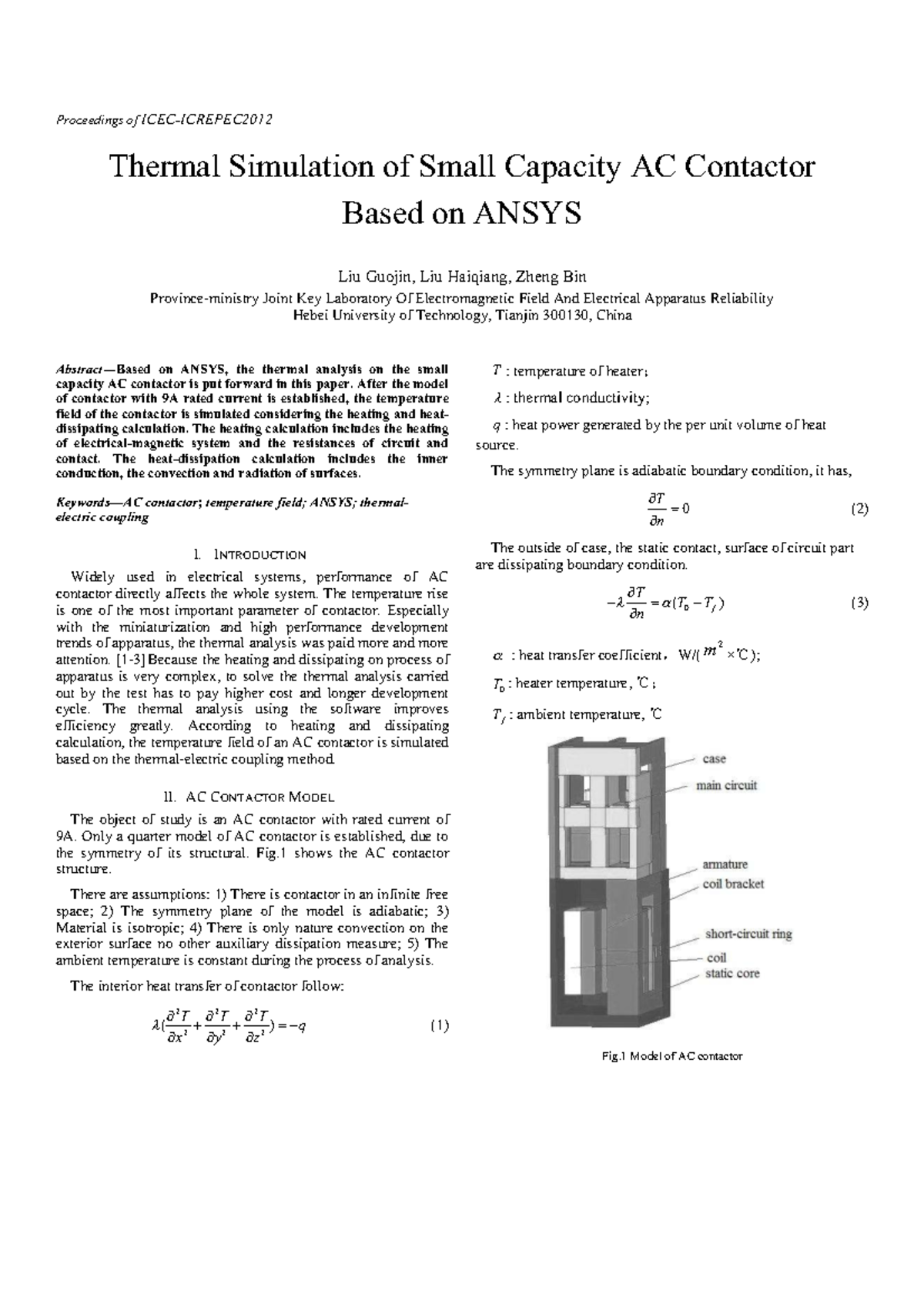 Thermal Simulation of 9A AC Contactor Using ANSYS (HUST_2) - Studocu