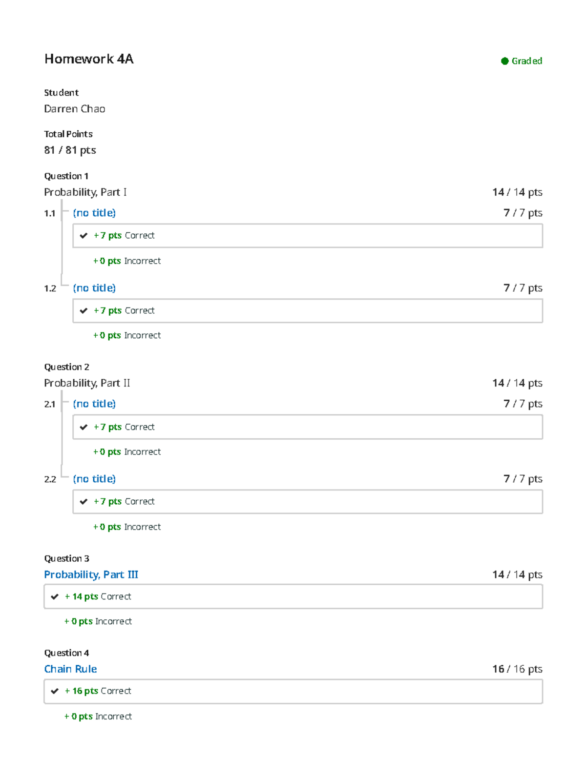 CS188 Homework 4A Solutions and Grading Summary - Studocu