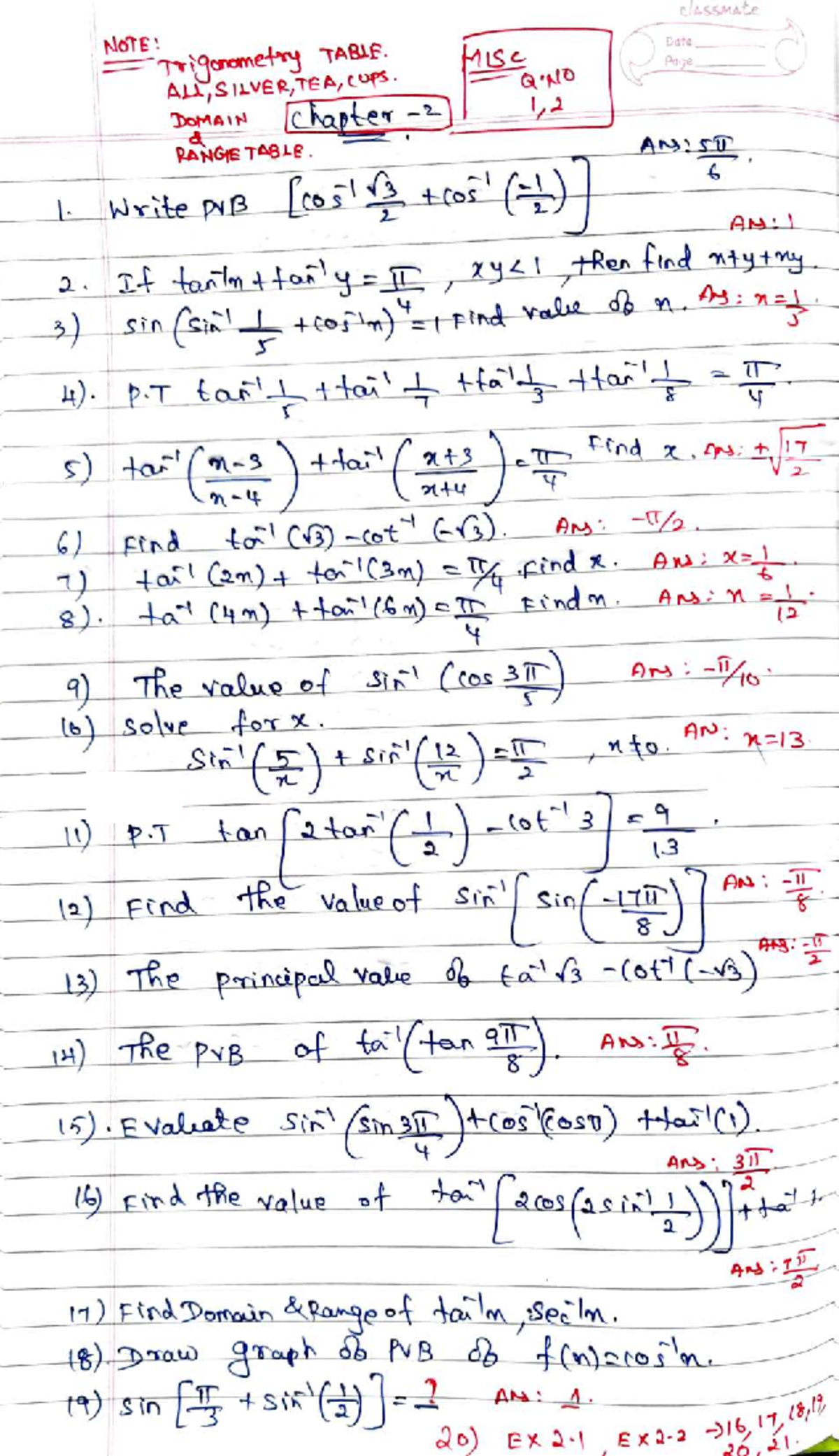 Chapter 2 - Inverse Trigonometry (Course Code: MA) - Studocu