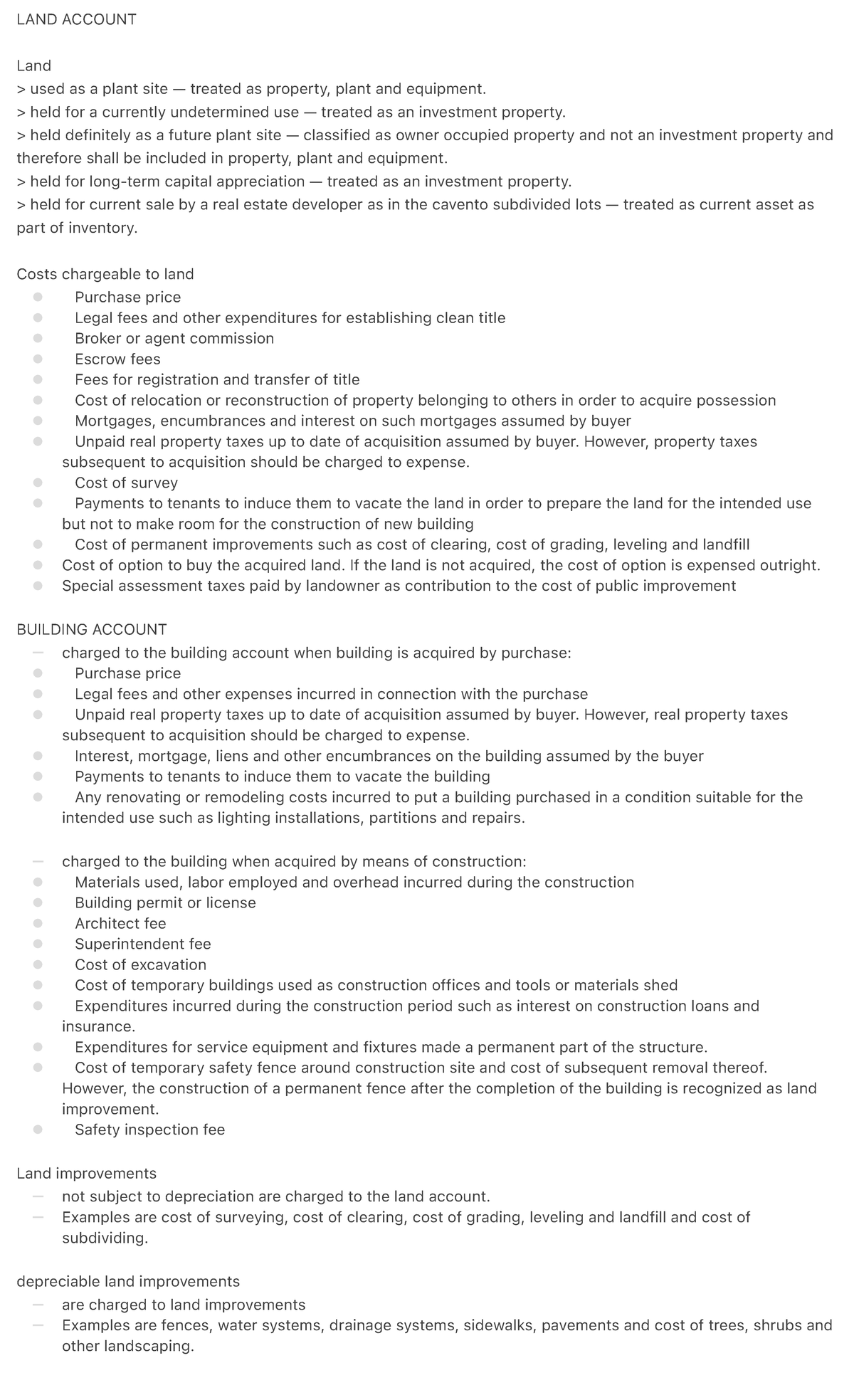 LAND Account: Treatment of Property, Plant, and Equipment - Studocu