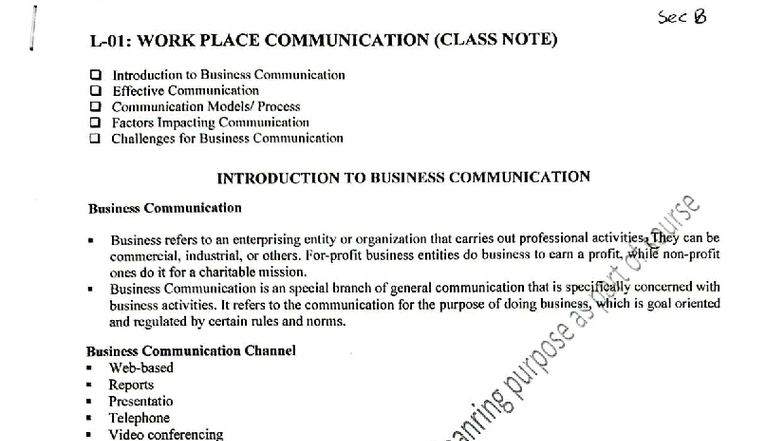 CS WORK PLACE COMMUNICATION (CLASS NOTES) - Effective Strategies and ...