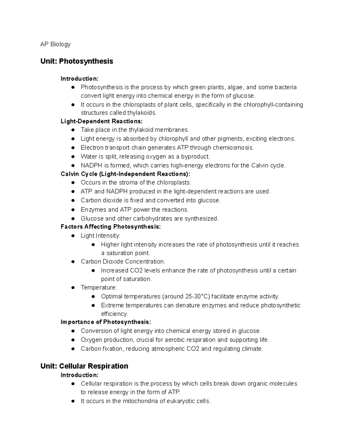 Photosynthesis and Respiration Overview: Key Concepts and Connections ...