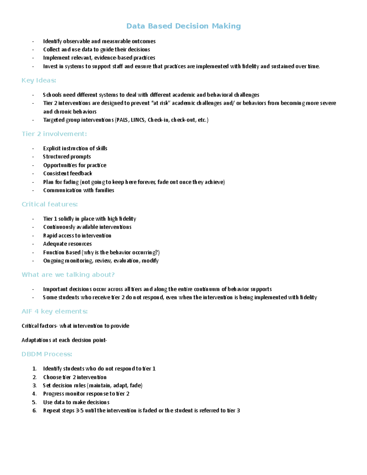 Data Based Decision Making - Data Based Decision Making Identify ...