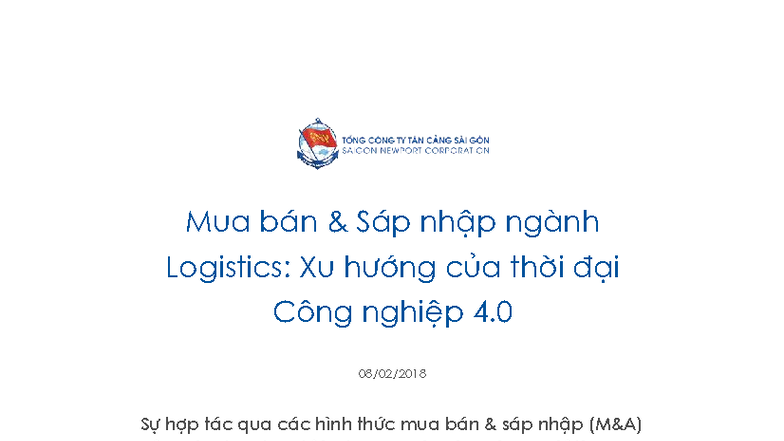 Mua Bán & Sáp Nhập Ngành Logistics: Xu Hướng Công Nghiệp 4.0 - Studocu