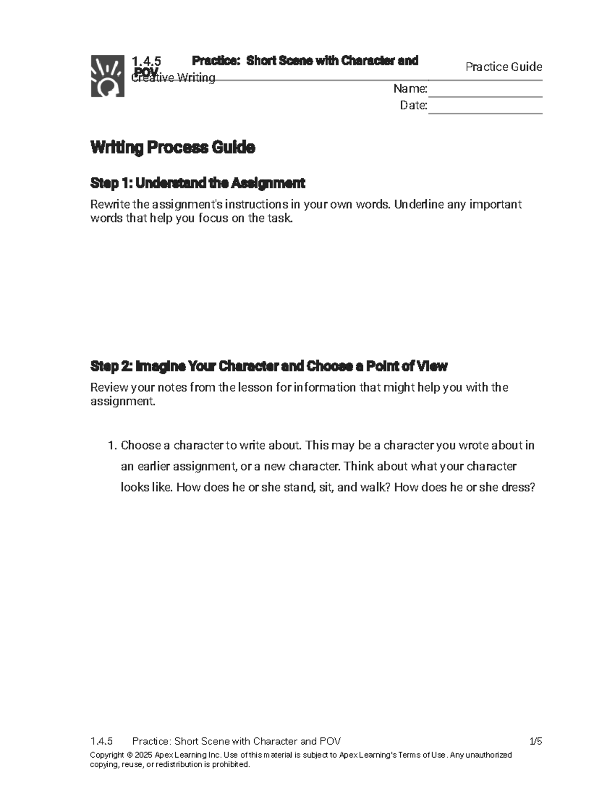 1.4.5 Practice Guide: Crafting Character and POV in Creative Writing ...
