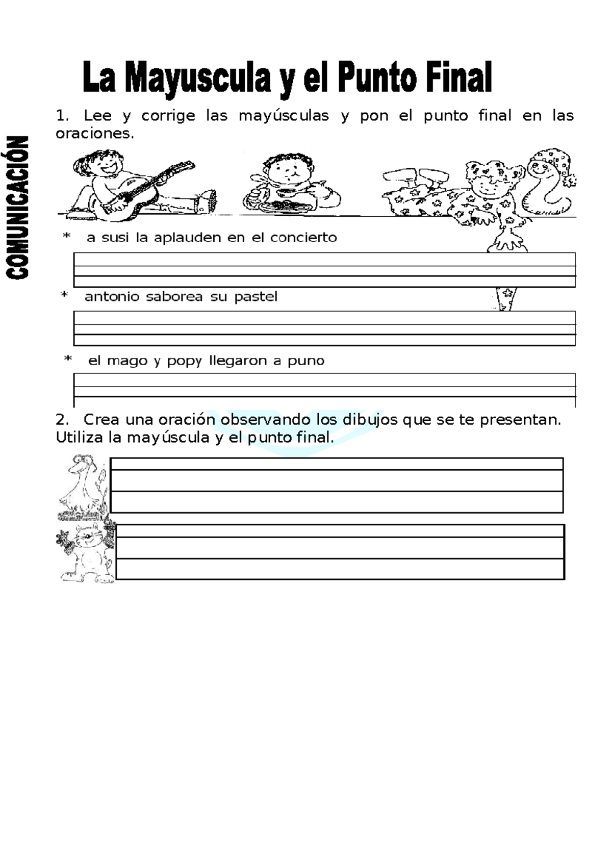 Ficha de La Mayúscula y el Punto Final para Primaria - Studocu