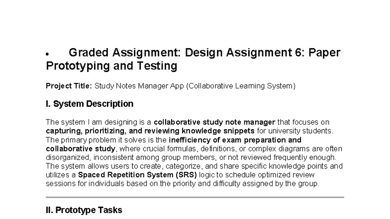 M6-6: Design Assignment 6 - Paper Prototyping for Study Notes App - Studocu