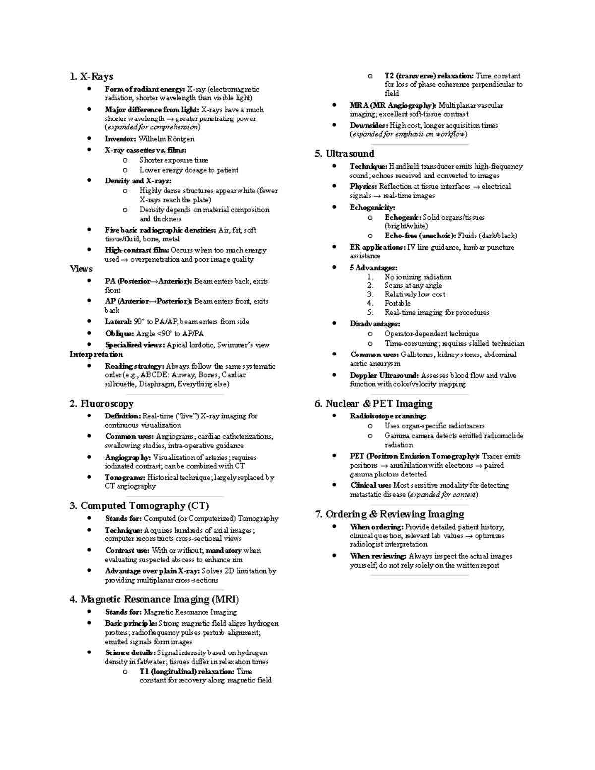 Intro to Radiology Guide: Key Imaging Techniques & Principles - Studocu