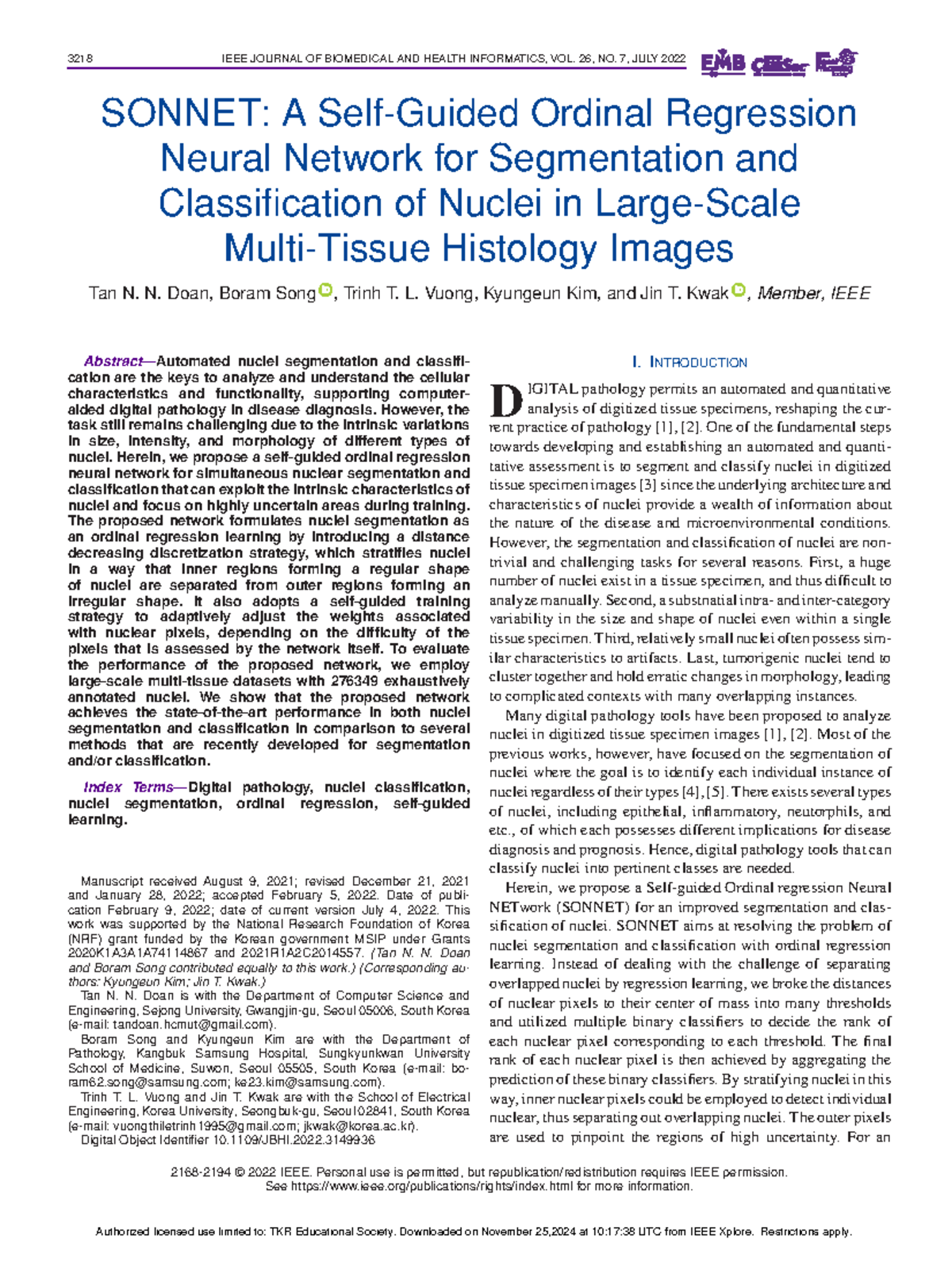Sonnet A Self-Guided Ordinal Regression Neural Network for Segmentation ...