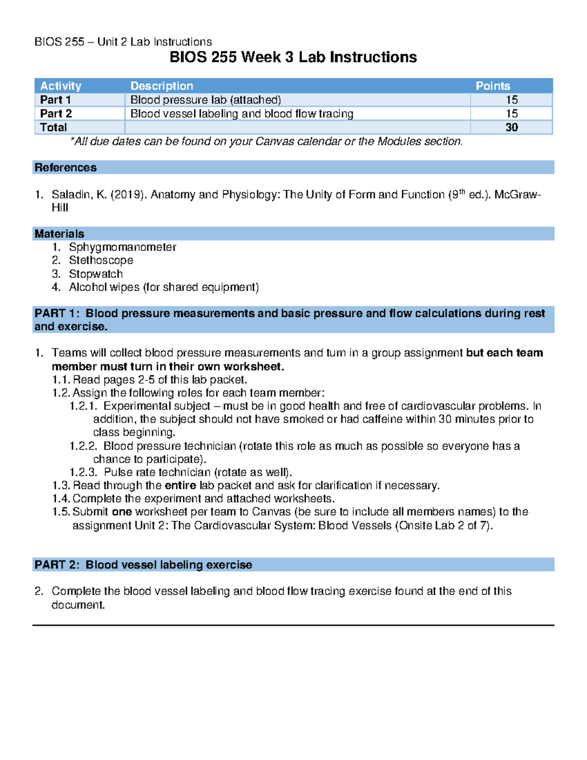 BIOS 255 Week 3 Lab: Blood Pressure and Vessel Tracing Exercise - Studocu