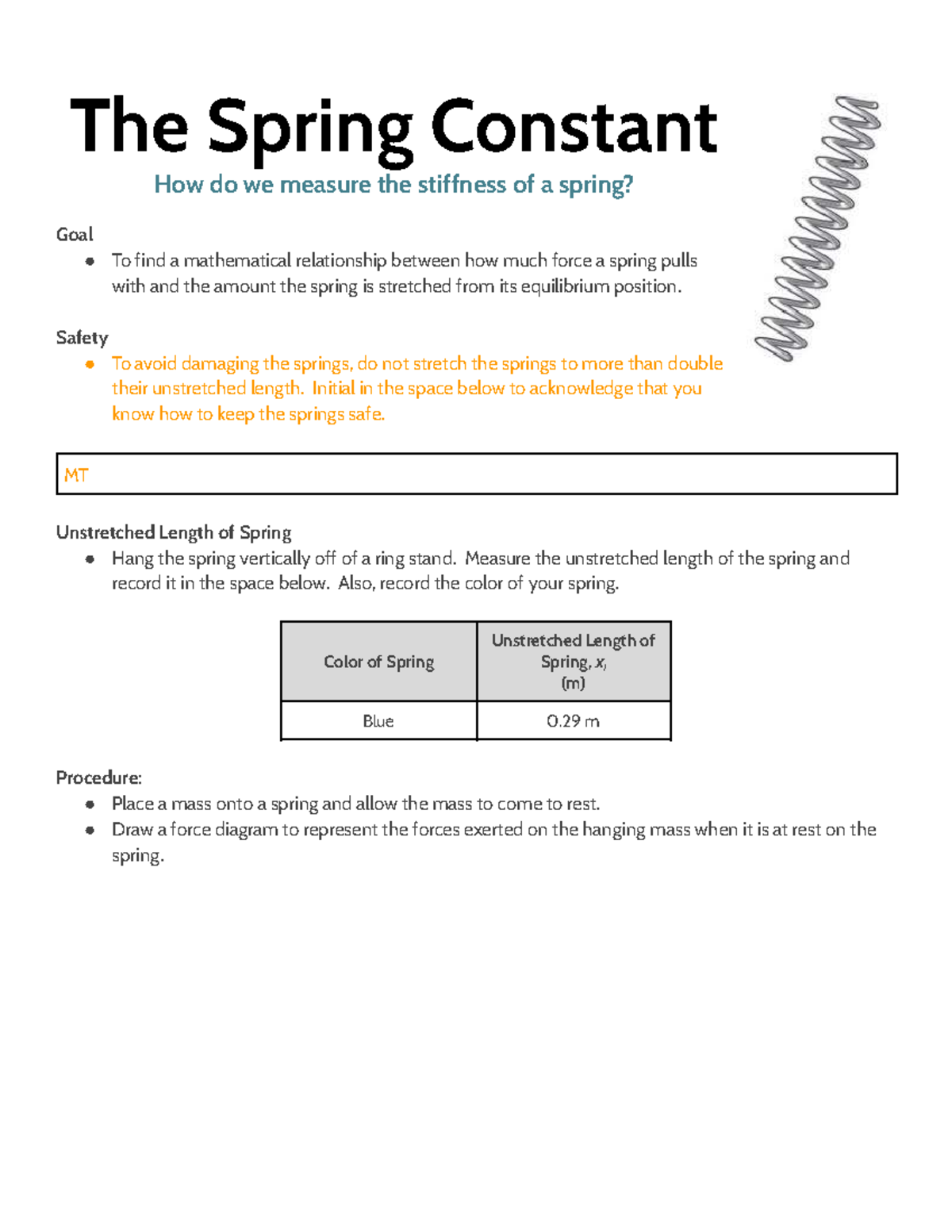 The Spring Constant Lab: Measuring Stiffness in AP Physics - Studocu